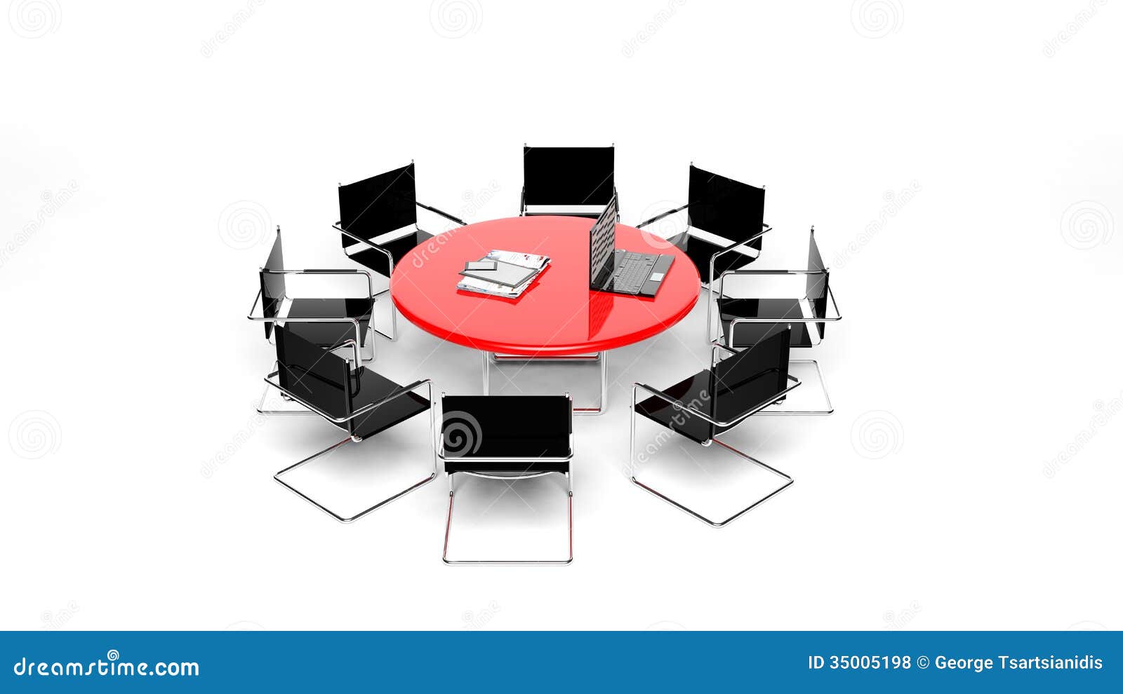 Bureau rood rond bureau stock illustratie. Illustration of bespreking ...