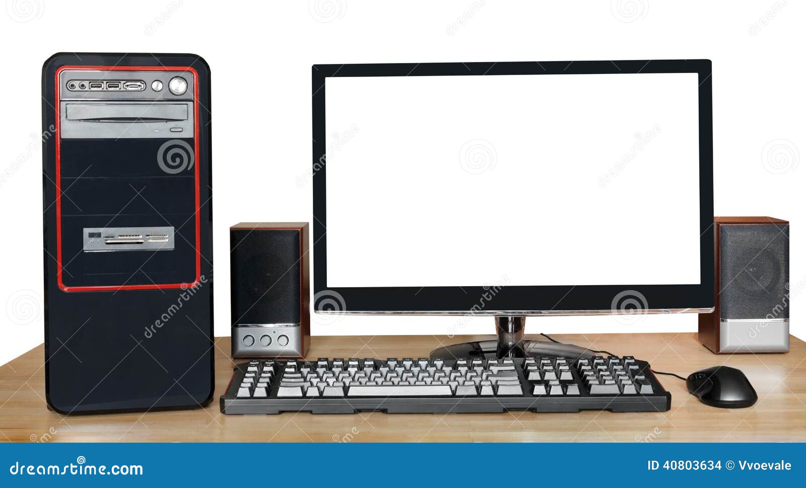 Bureaucomputer Met Vertoning Met Groot Scherm Op Lijst Stock Foto ...