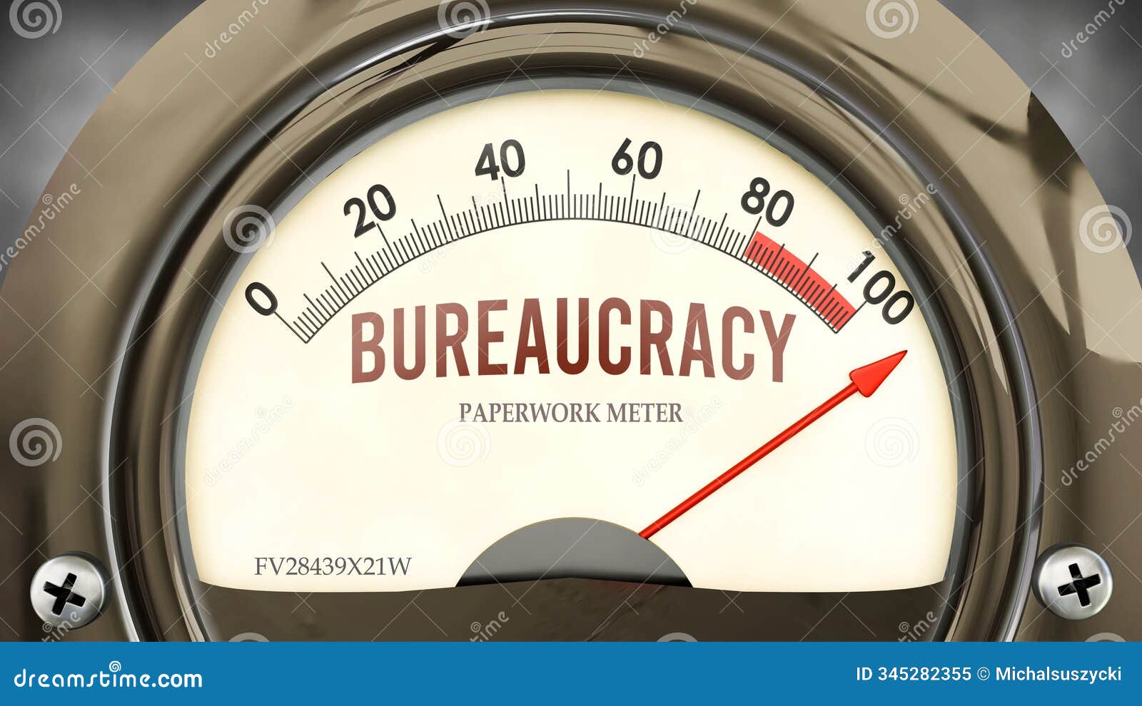 Bureaucracy and Paperwork Meter that is Hitting a Full Scale, Showing a ...