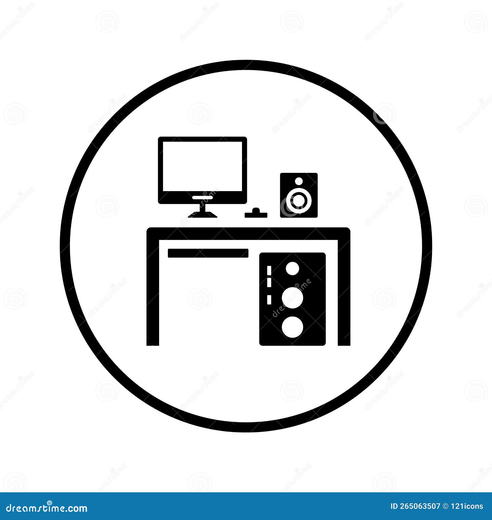 Bureaux, Computer, Desk Outline Icon. Line Art Vector Stock ...