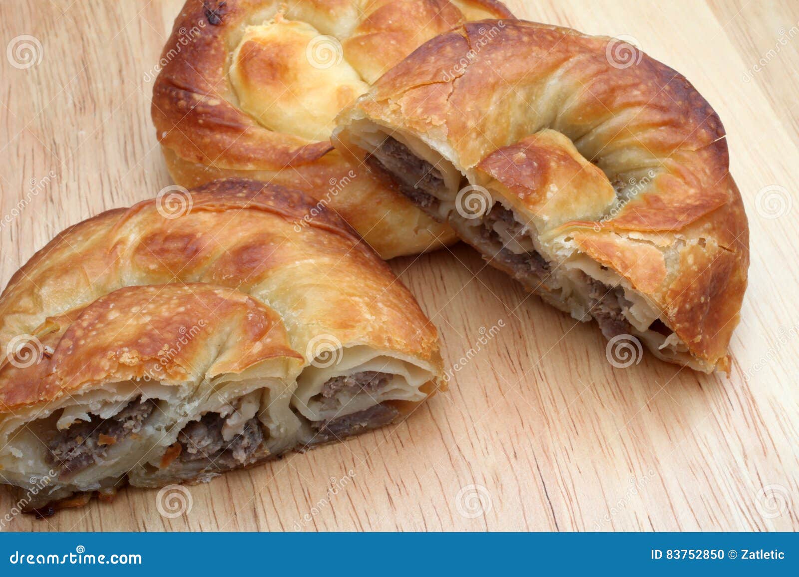 Burek Pie with Meat, Cheese or Spinach Stock Photo - Image of meals ...