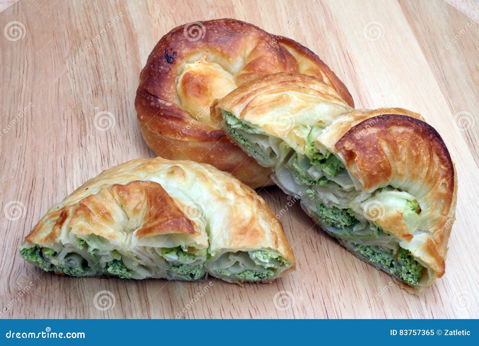 Burek Pie with Meat, Cheese or Spinach Stock Image - Image of golden ...