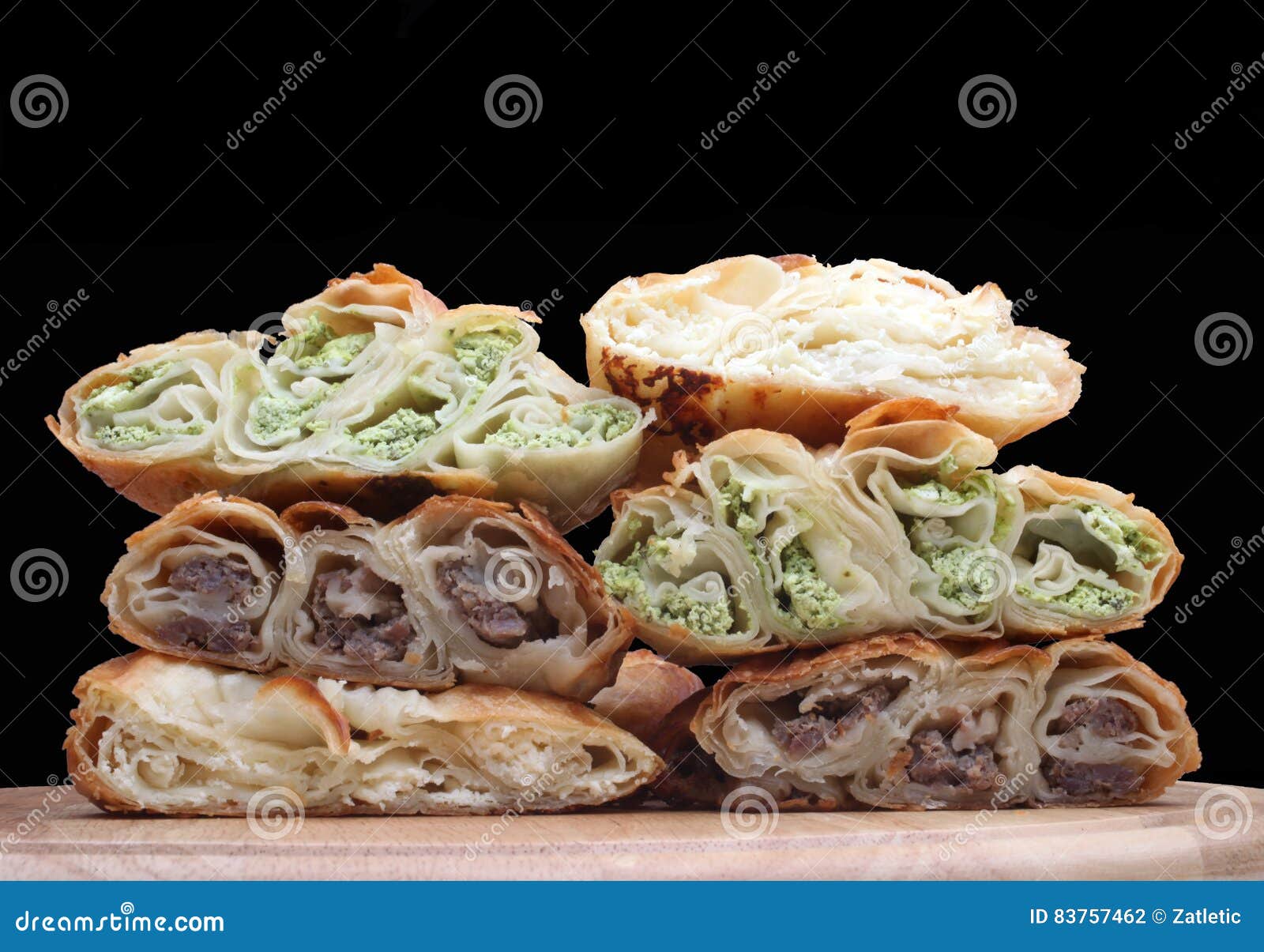 Burek Pie with Meat, Cheese or Spinach Stock Photo - Image of food ...
