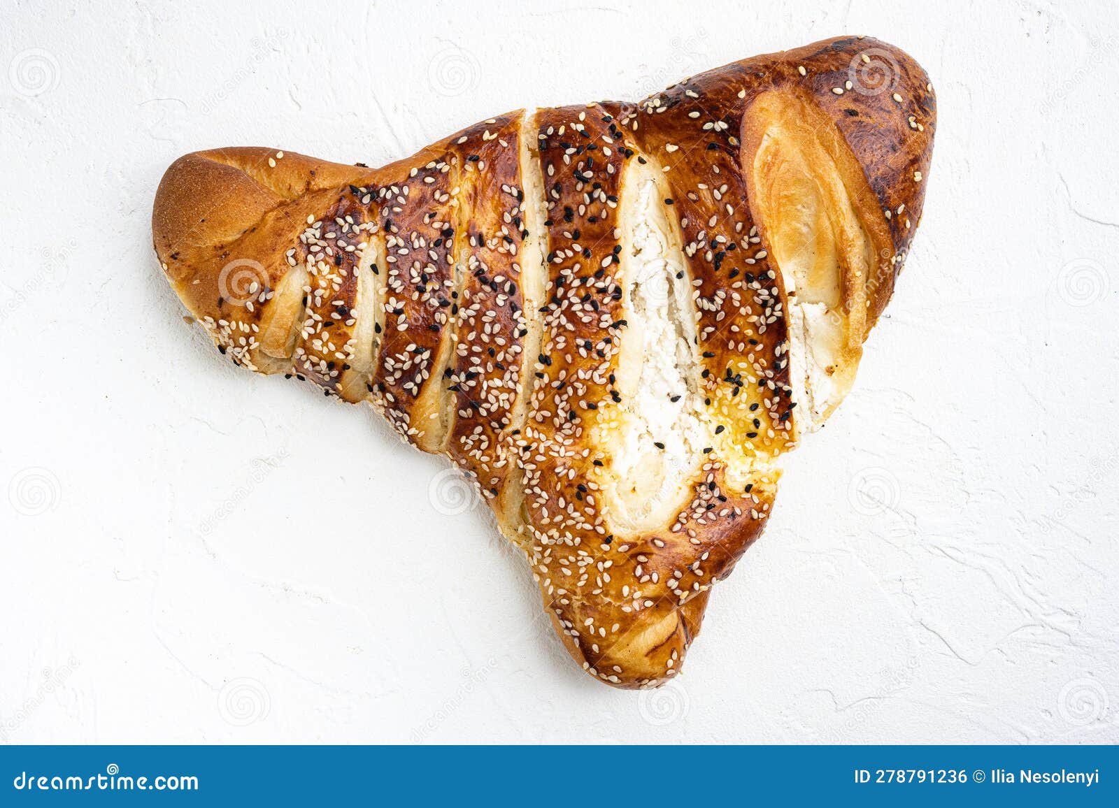 Burekas Triangle Filled with Cheese Painir , on White Stone Table ...