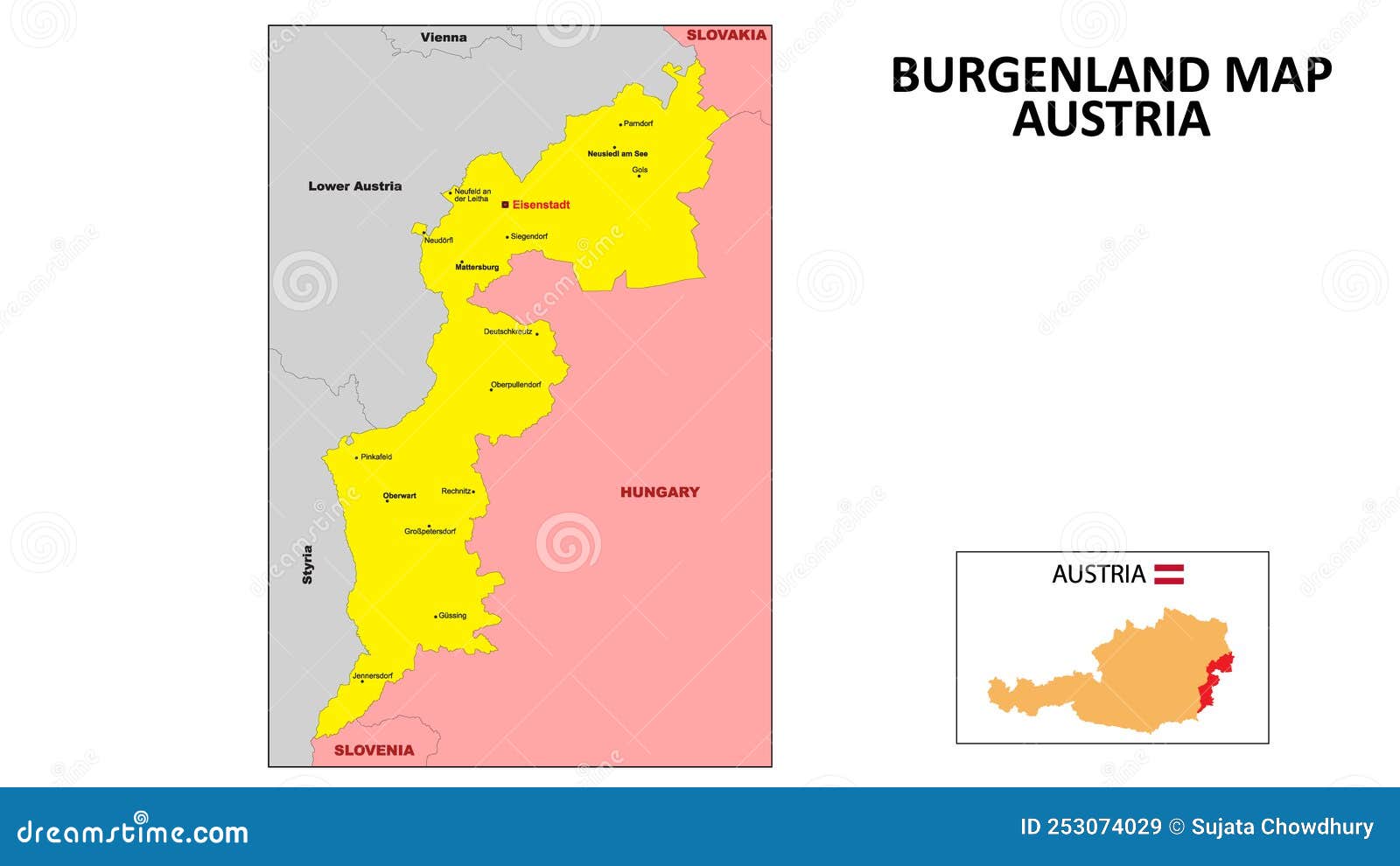 Burgenland Map. State and District Map of Burgenland Stock Vector ...