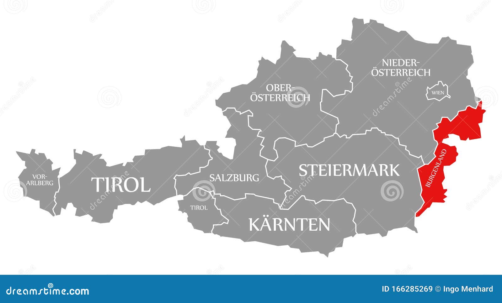 Burgenland Red Highlighted in Map of Austria Stock Illustration ... Burgenland Red Highlighted in Map of Austria Stock Illustration ...