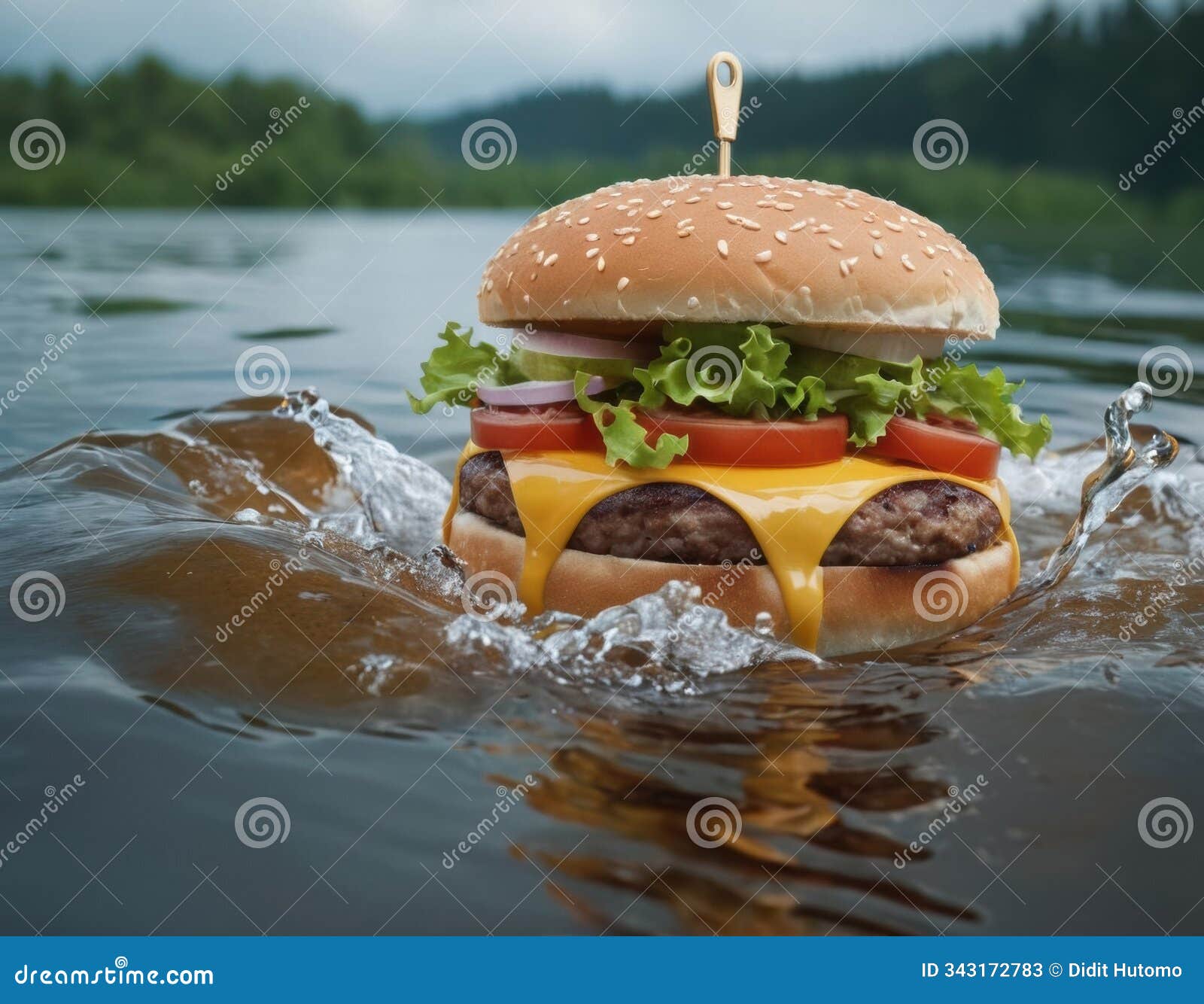 Burger Drop on Water Wallpaper. Stock Illustration - Illustration of ...