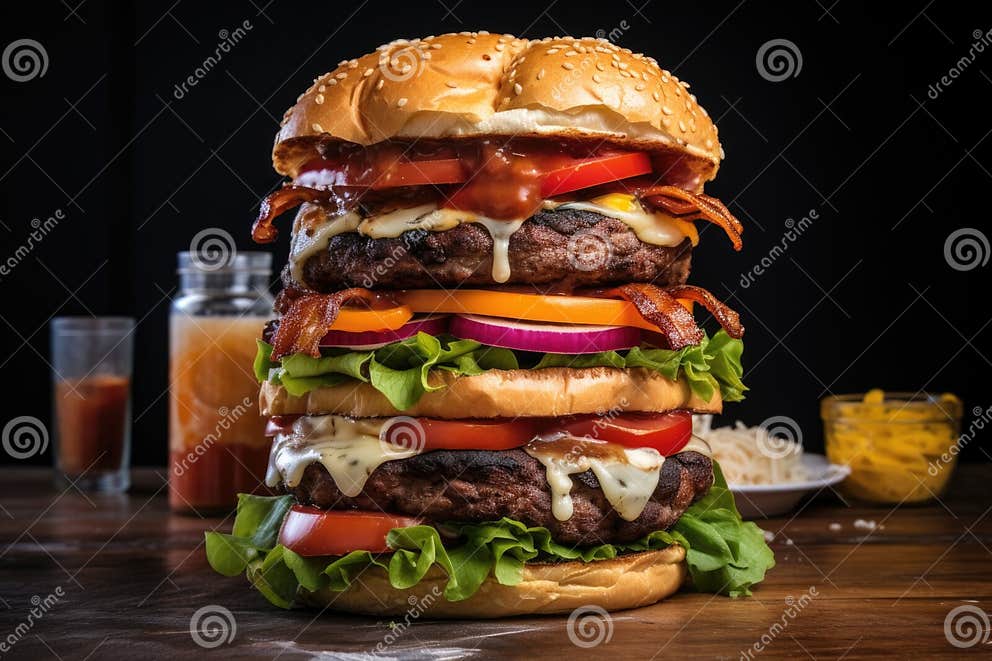 Burger Assembly Process with Layers Visible Stock Illustration ...