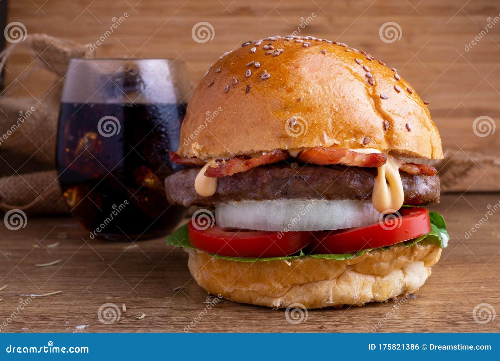 Burger bacon and coke stock photo. Image of lumpias - 175821386