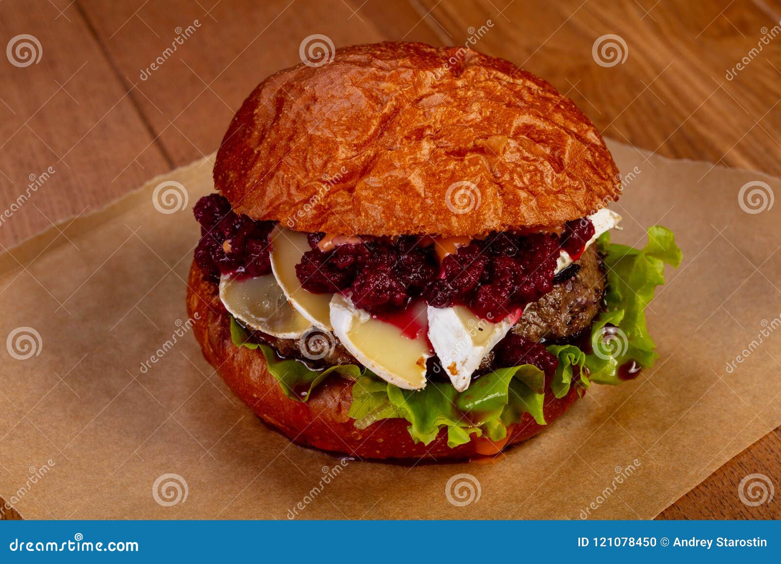 Burger with beef and brie stock photo. Image of hamburger - 121078450