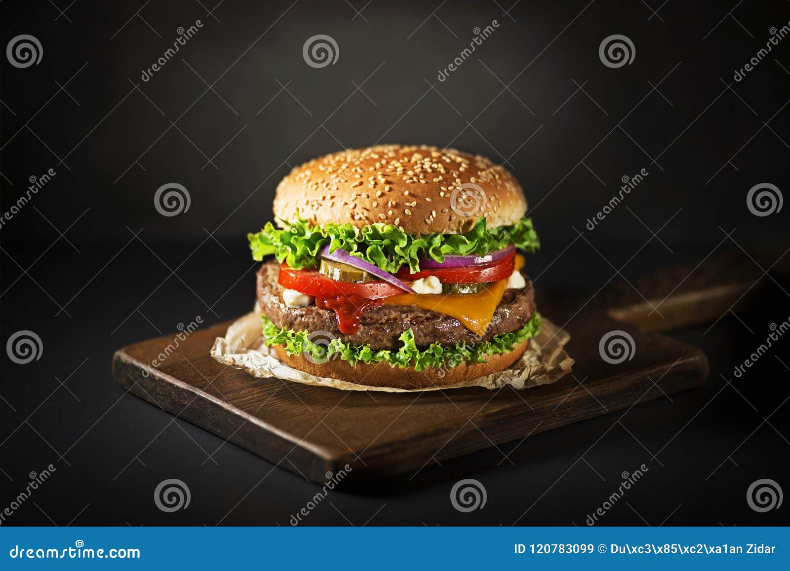 Burger with Beef and Cheese Stock Image - Image of grilled, ground ...