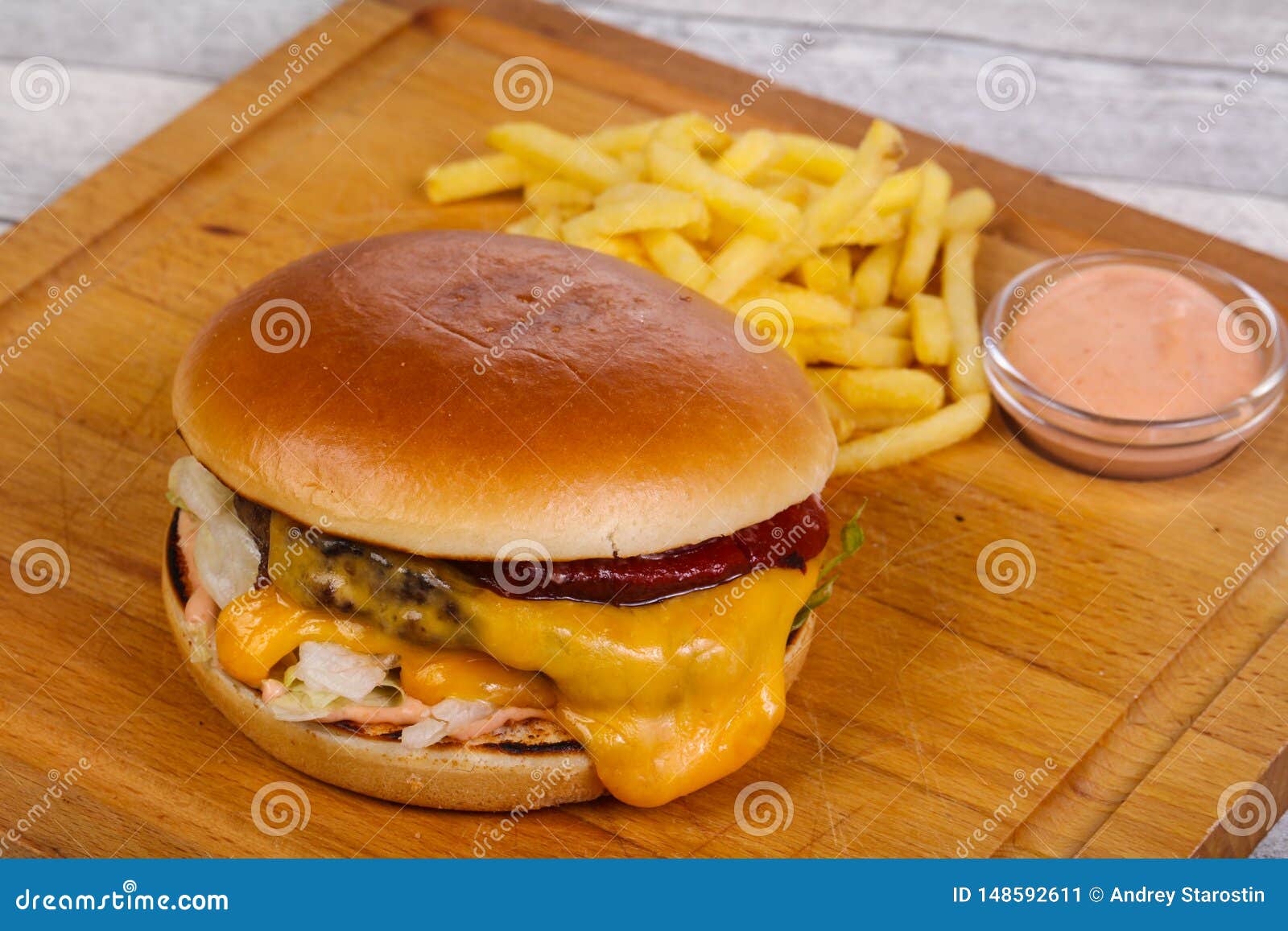 Burger with Beef, Cheese and Iceberg Salad Stock Image - Image of ...