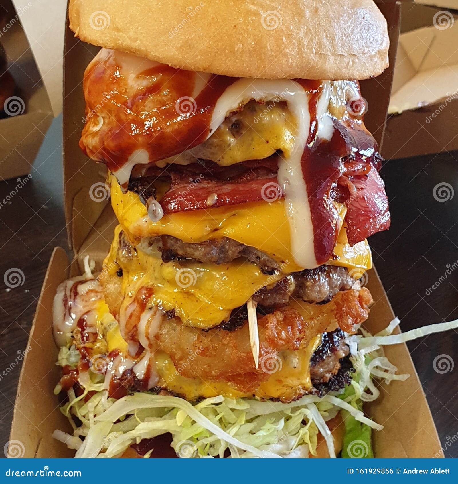 Burger Big Stacked Paddy Cheese Bacon Stock Photo - Image of paddy ...