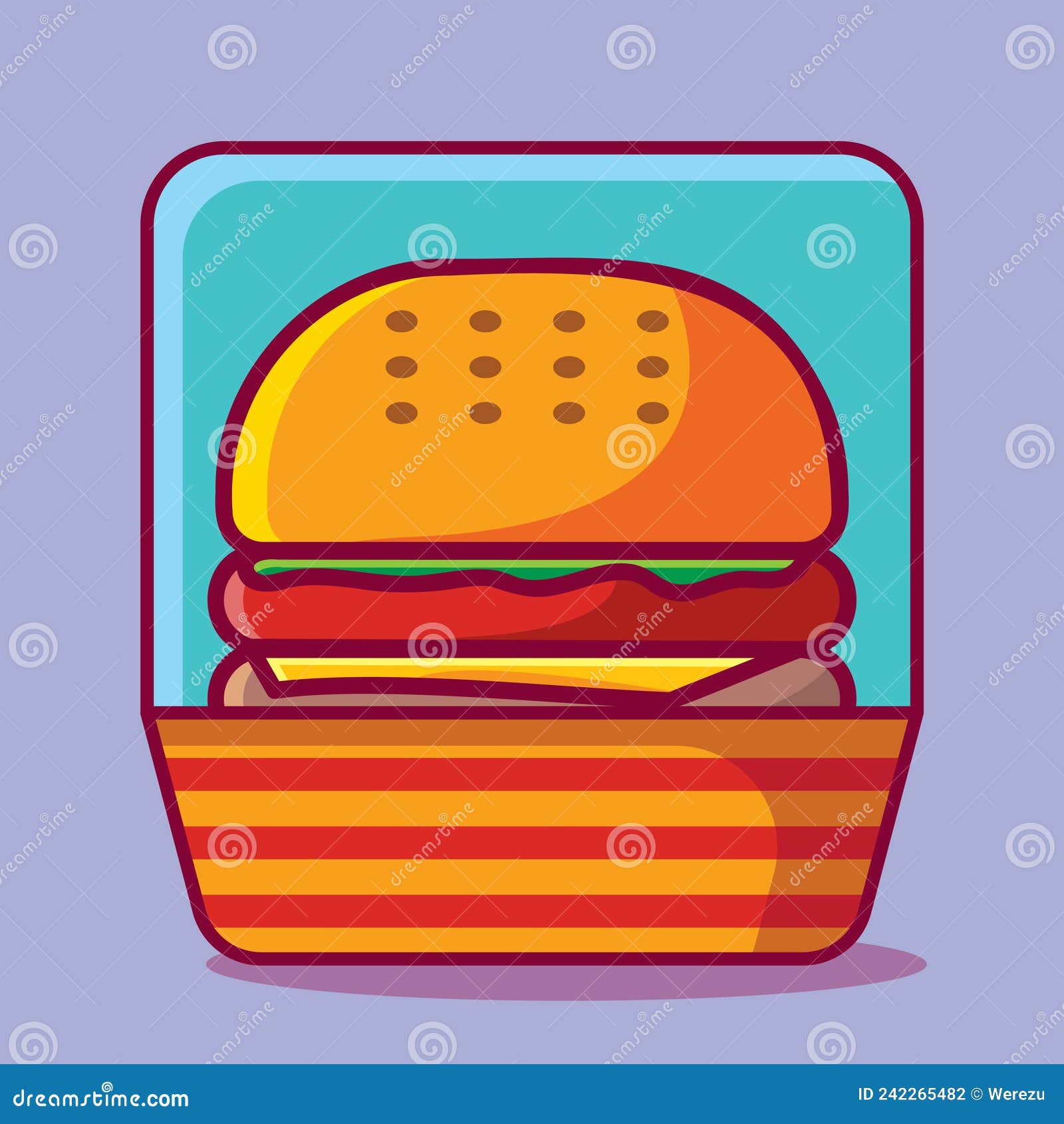 Burger in Box for Take Away Concept Vector Illustration in Flat Style ...