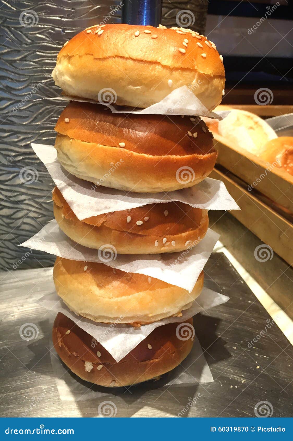 Burger breads stock photo. Image of paper, piles, baked - 60319870