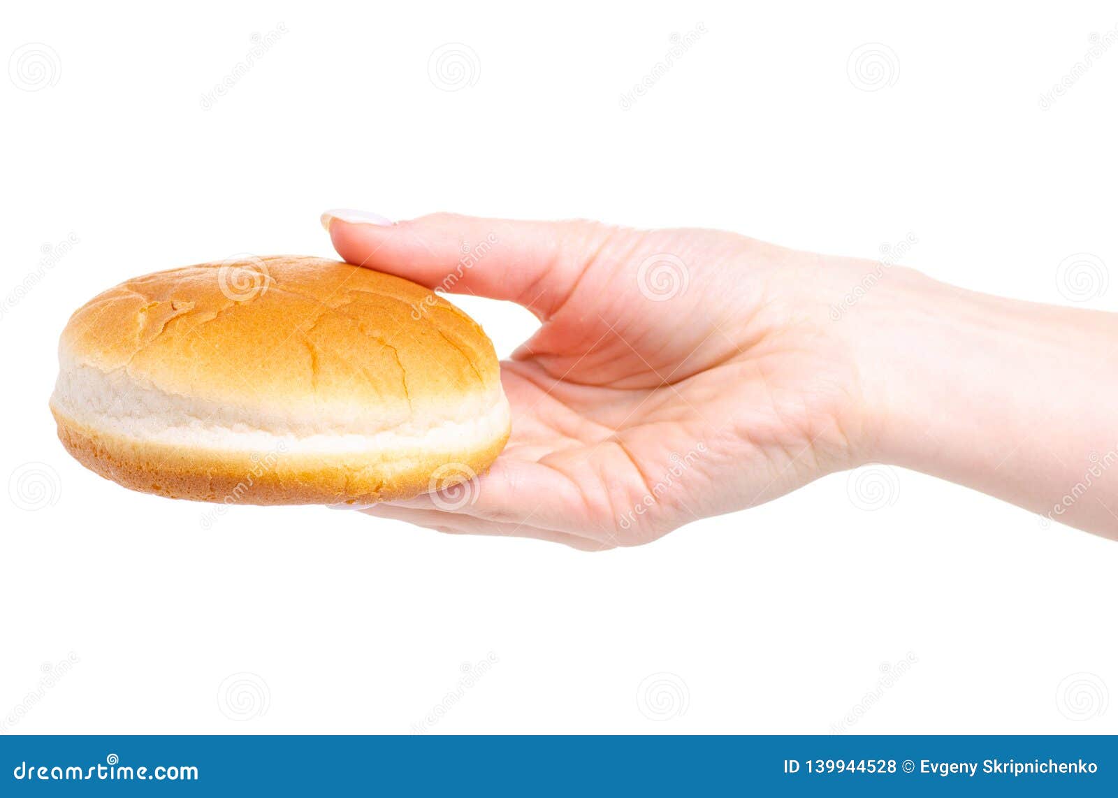 Burger bun in hand stock photo. Image of cooked, american - 139944528