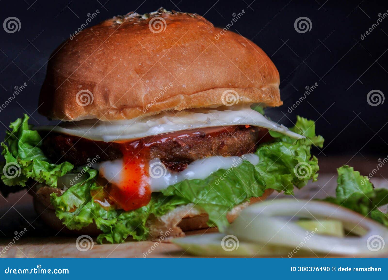 Burger Bun is Sliced ??in Half, and in the Middle is Filled with a ...