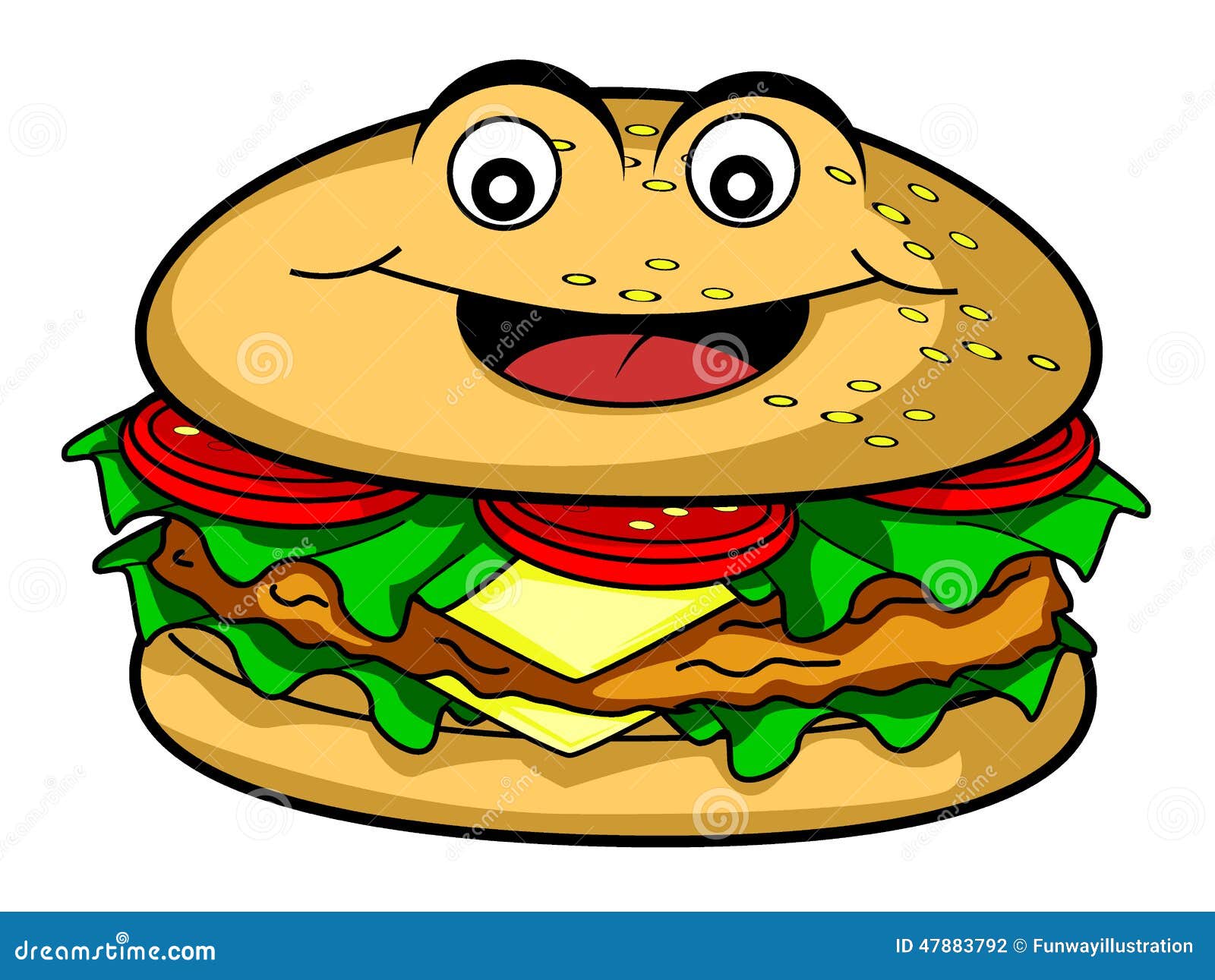 Burger cartoon stock vector. Illustration of drawing - 47883792