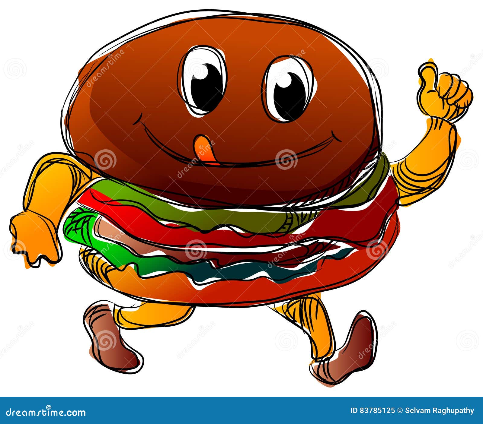 Burger cartoon stock vector. Illustration of bread, thumps - 83785125