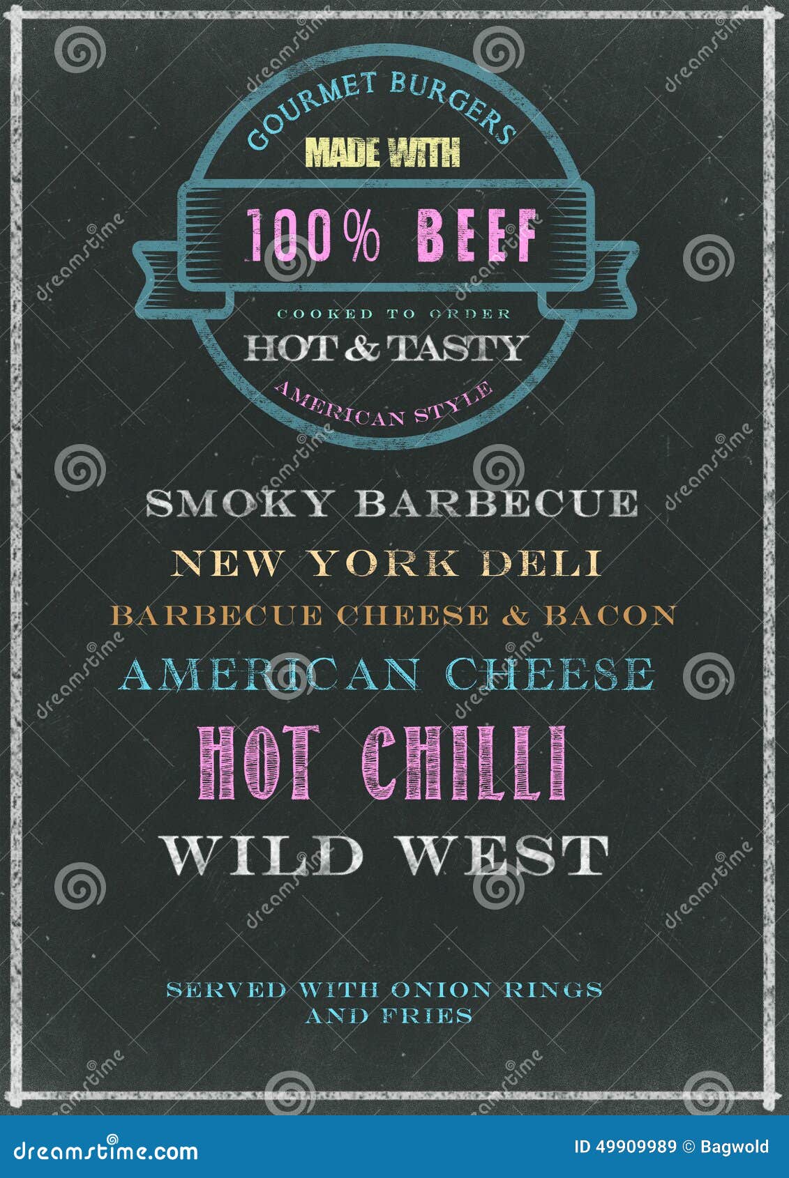 Burger Chalkboard Menu stock illustration. Illustration of chalkboard ...