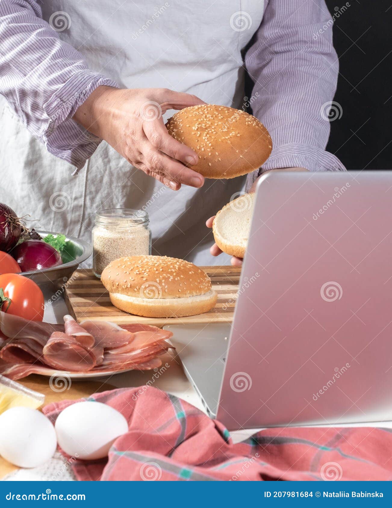 Cheeseburger On Laptop Keyboard - A Fast Food Lunch In The Workplace ...