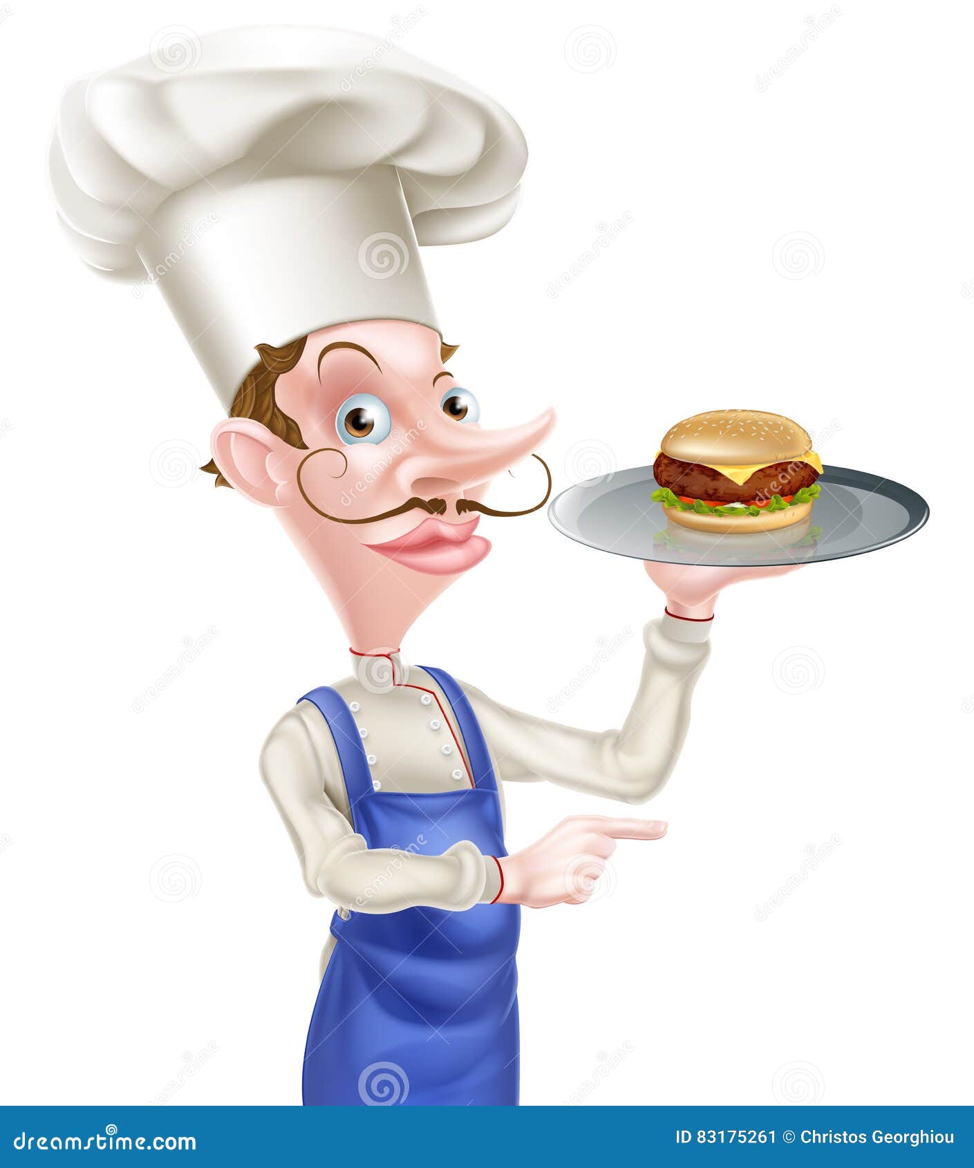 Burger Chef Pointing stock vector. Illustration of cuisine - 83175261