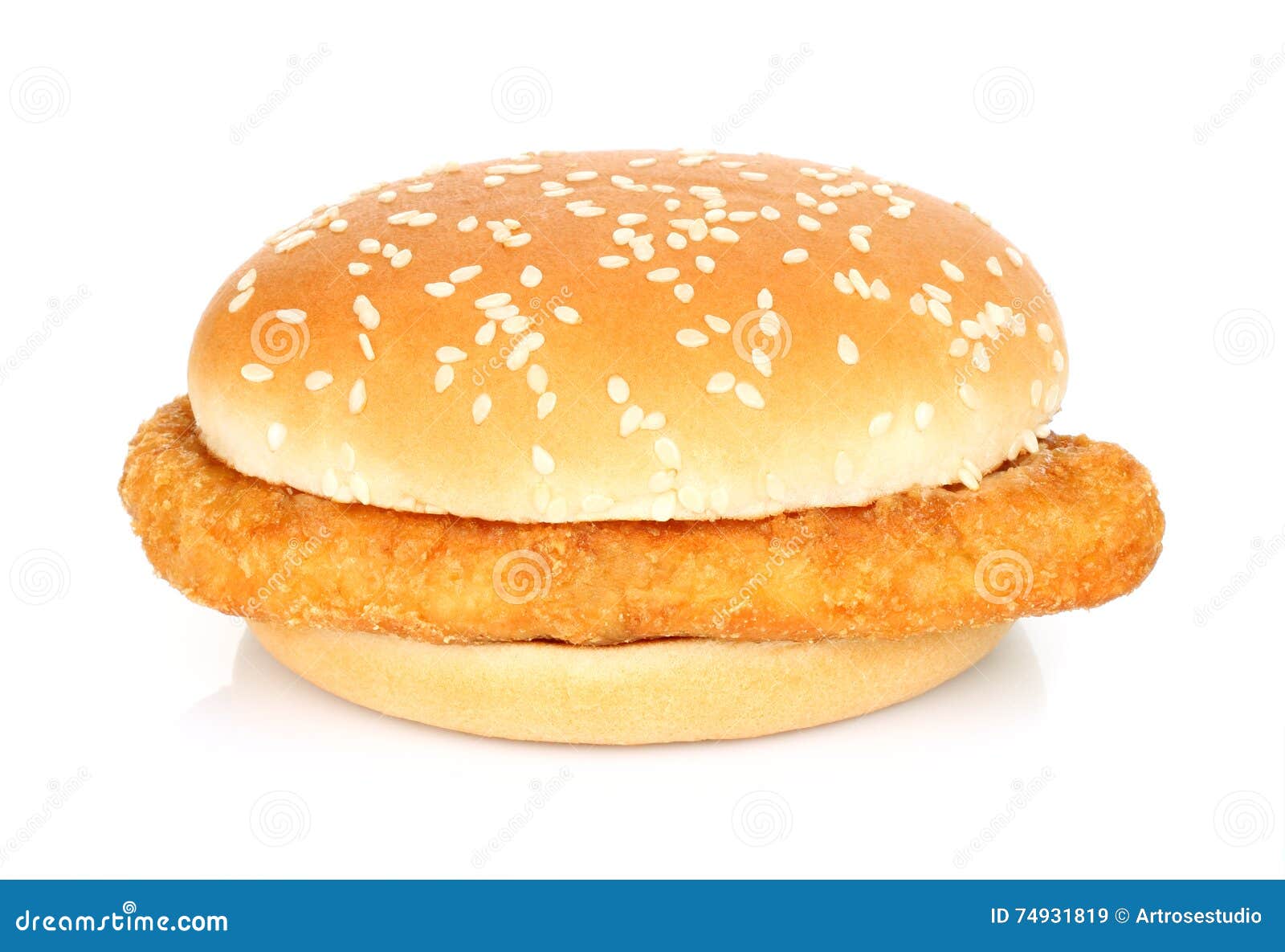 Burger with Chicken Meat on a White Background Stock Image - Image of ...