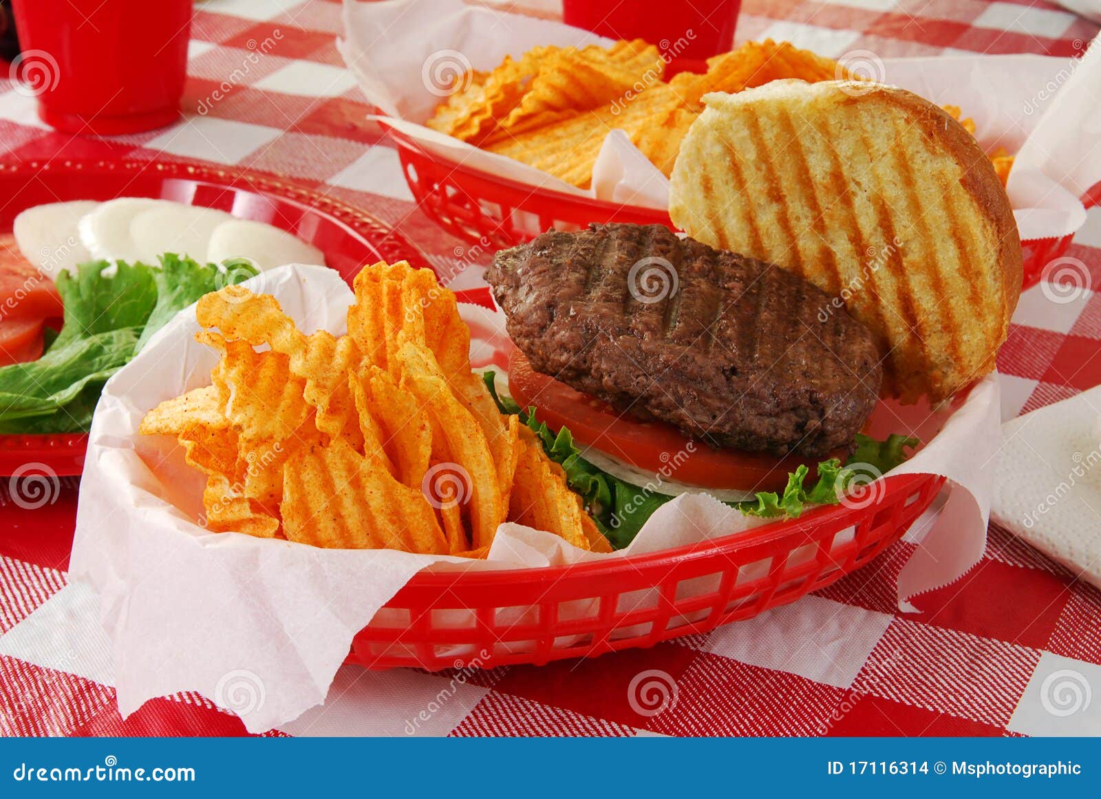 Burger and chips stock photo. Image of toasted, meat - 17116314