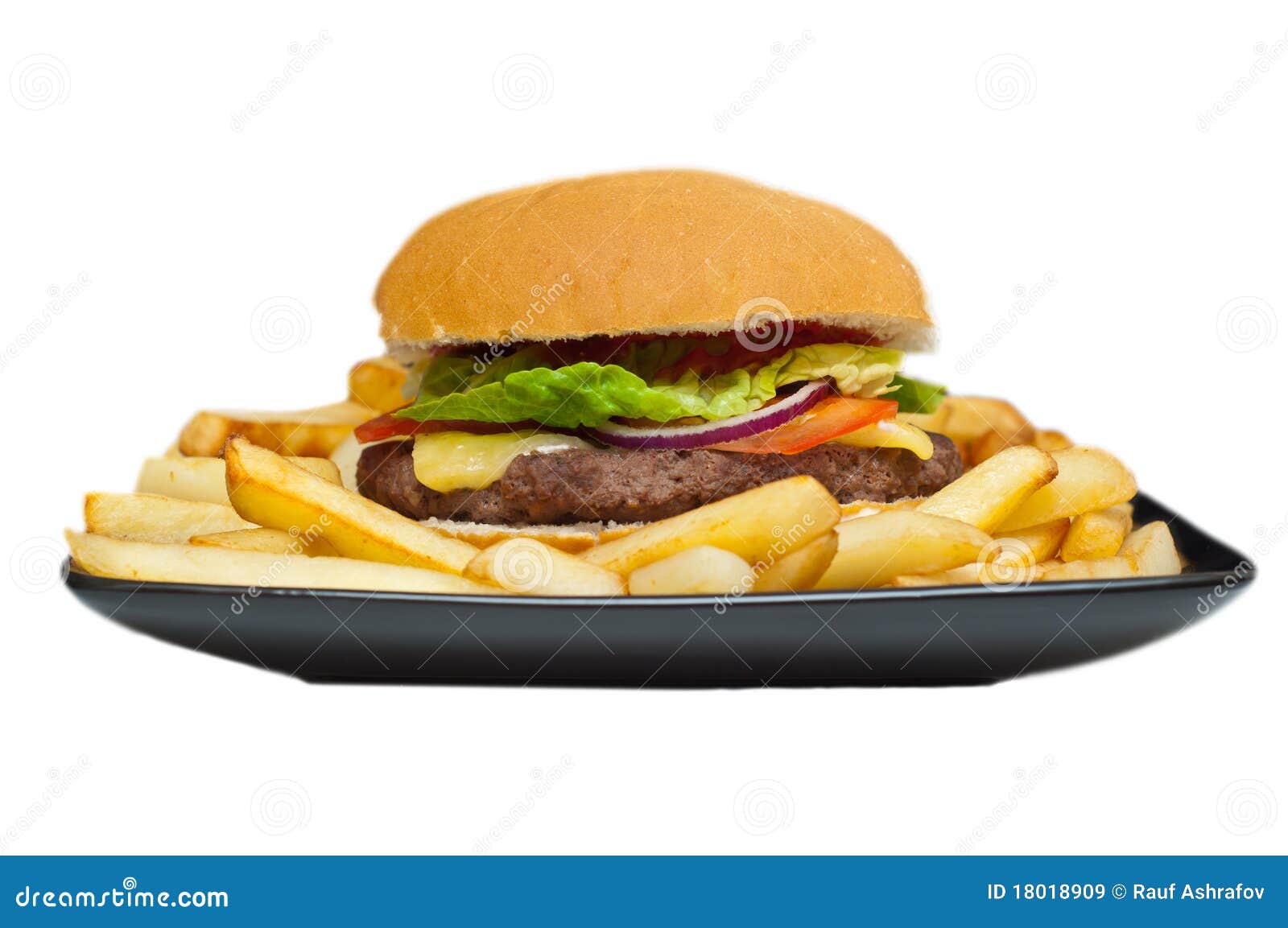 Burger and Chips on a Plate Stock Image - Image of cheese, meat: 18018909