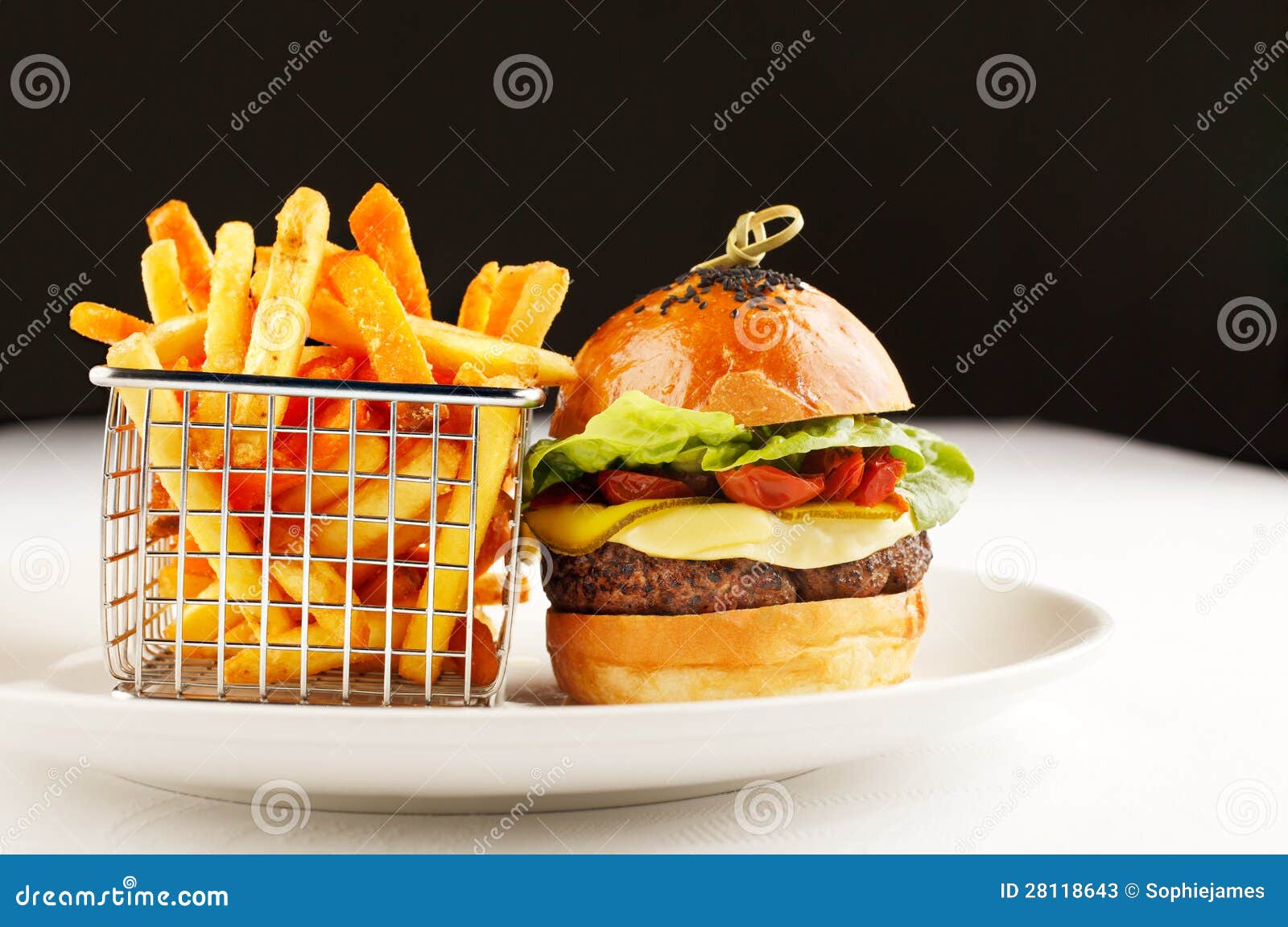 Burger and chips please stock image. Image of lunch, fried - 28118643