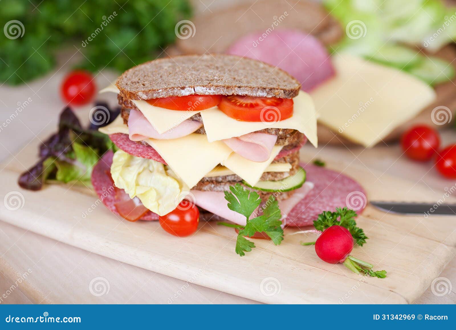 Burger on Chopping Board stock image. Image of cheese - 31342969