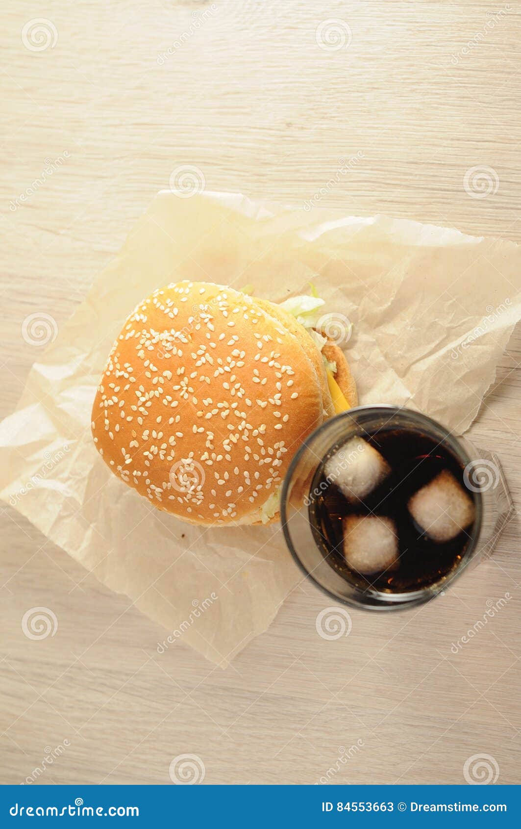 The burger and cold drinks stock image. Image of fast - 84553663