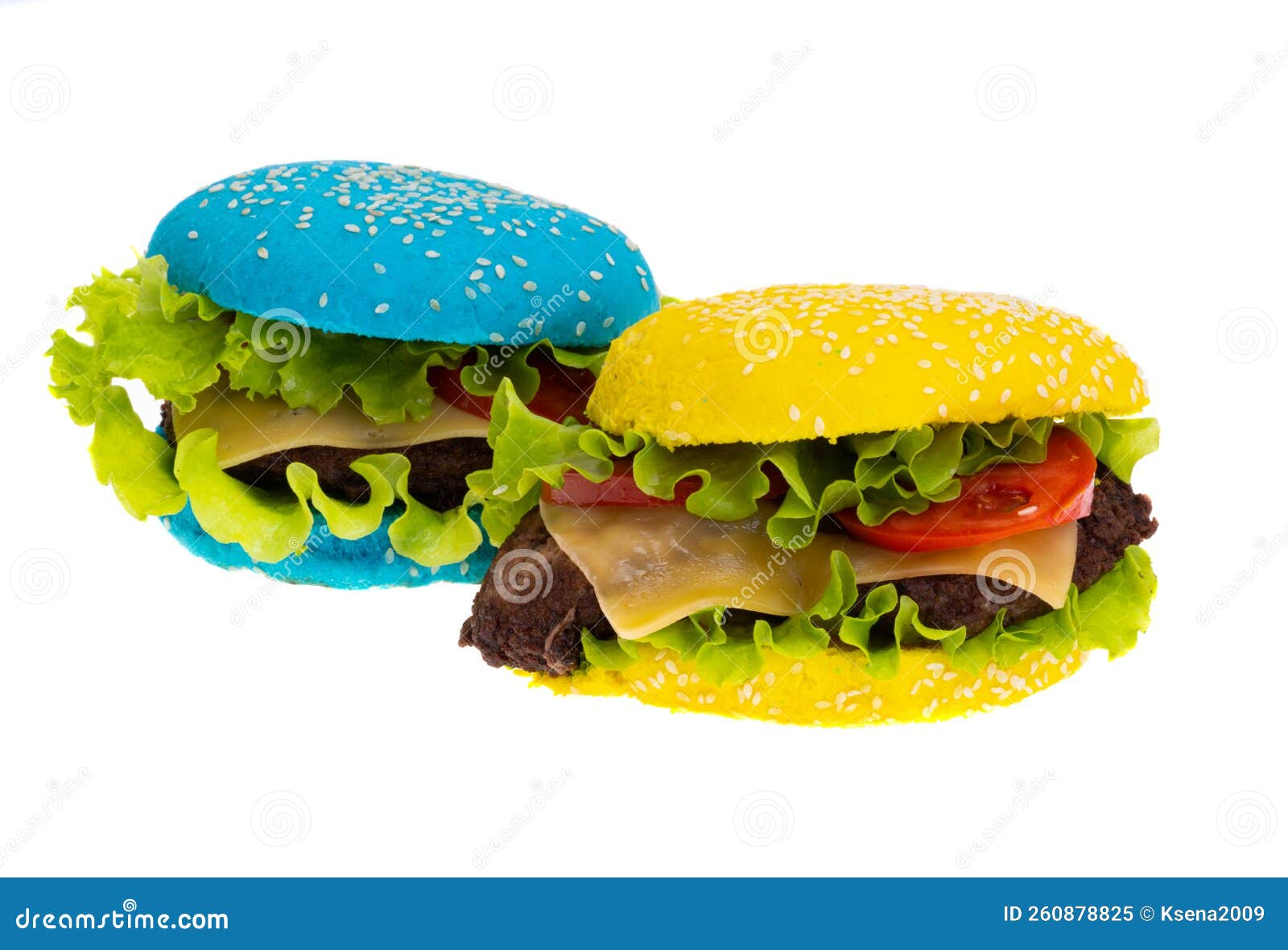 Burger with Colored Bun Isolated Stock Image - Image of cheese, dinner ...