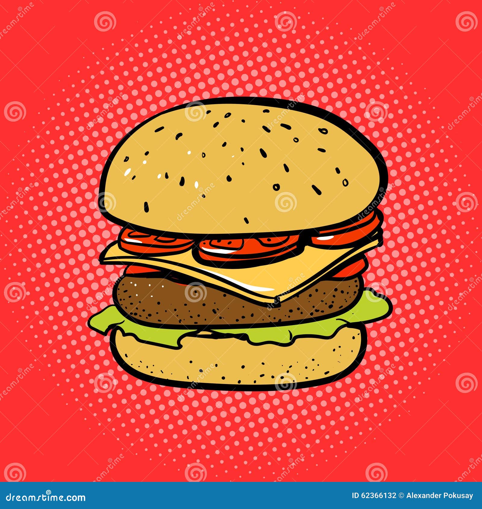 Burger Comic Book Style Pop Art Vector Stock Vector - Illustration of ...