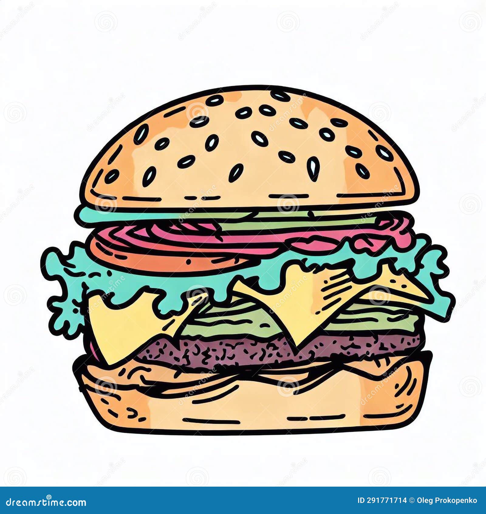 Burger Contour Drawing Color Game Stock Illustration - Illustration of ...