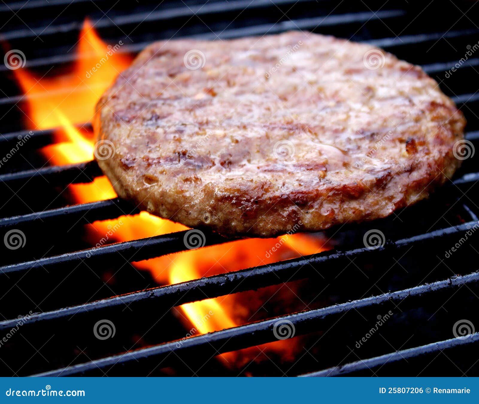 Burger Cooking on the Grill Stock Photo - Image of grilled, sizzle ...