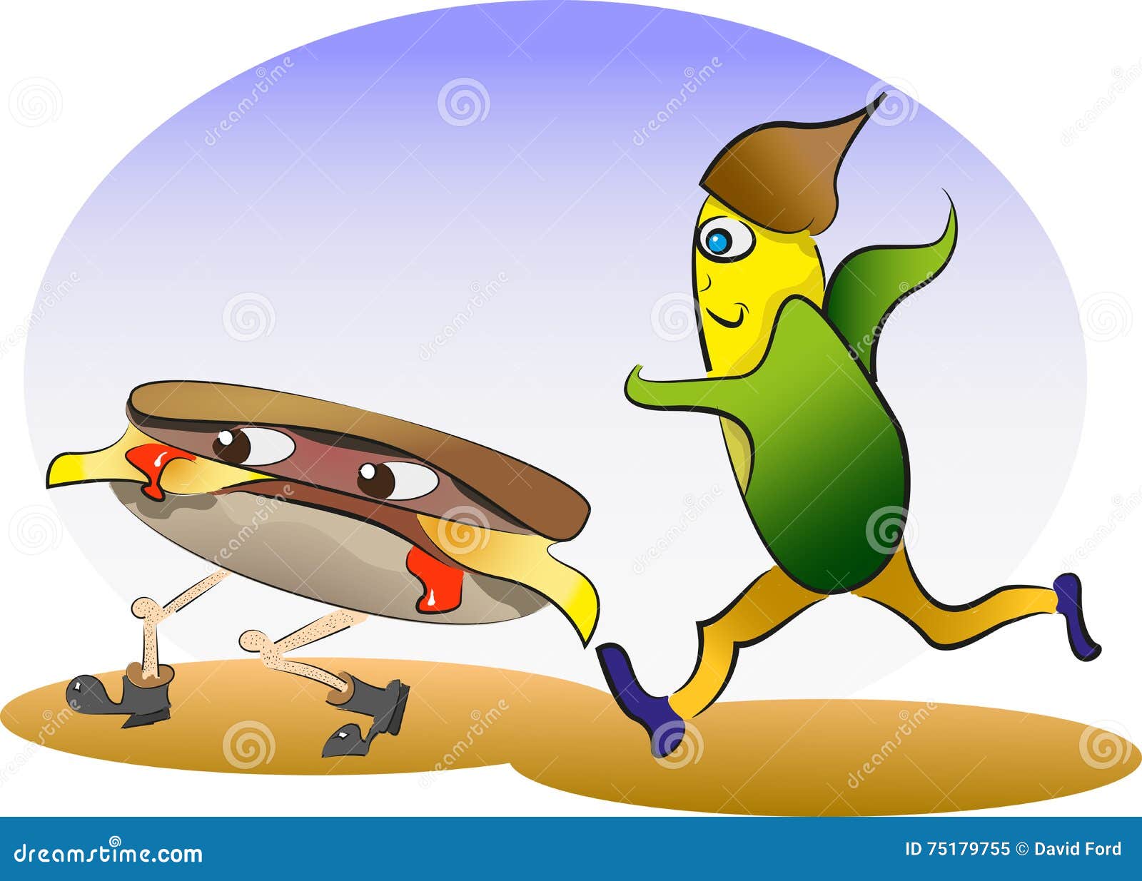 Burger and corn running stock vector. Illustration of race - 75179755