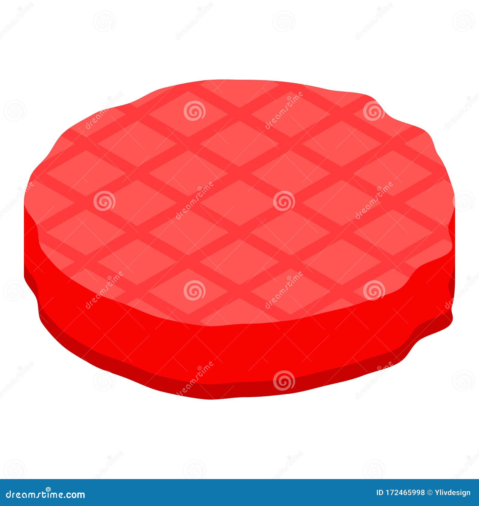 Burger Cutlet Isolated On White Background. Overhead View Of Grilled ...