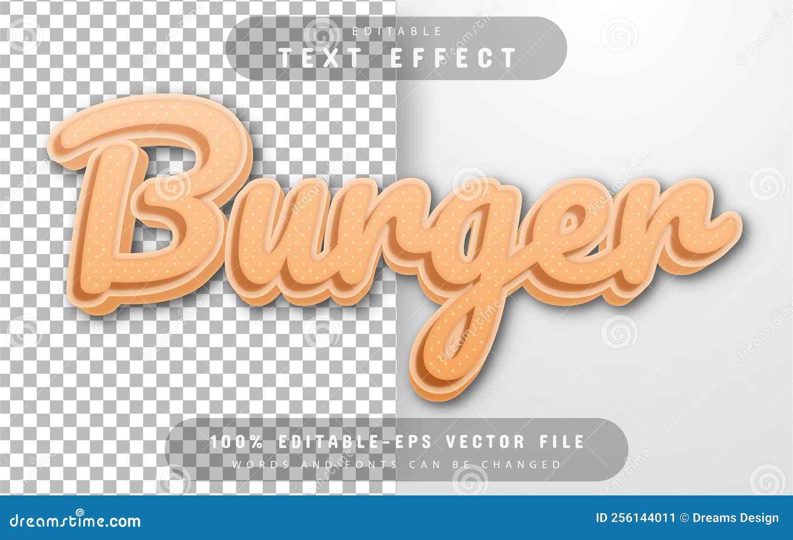 Burger 3d Text Effect Editable Stock Vector - Illustration of word ...
