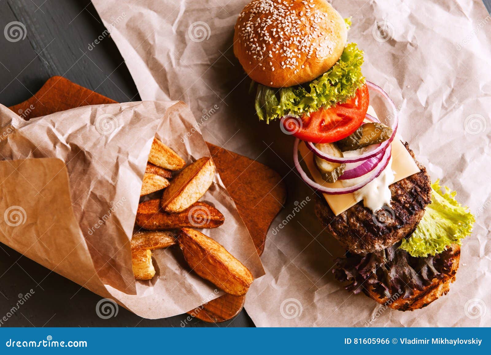 Burger Decomposed into Its Components Stock Photo - Image of ...