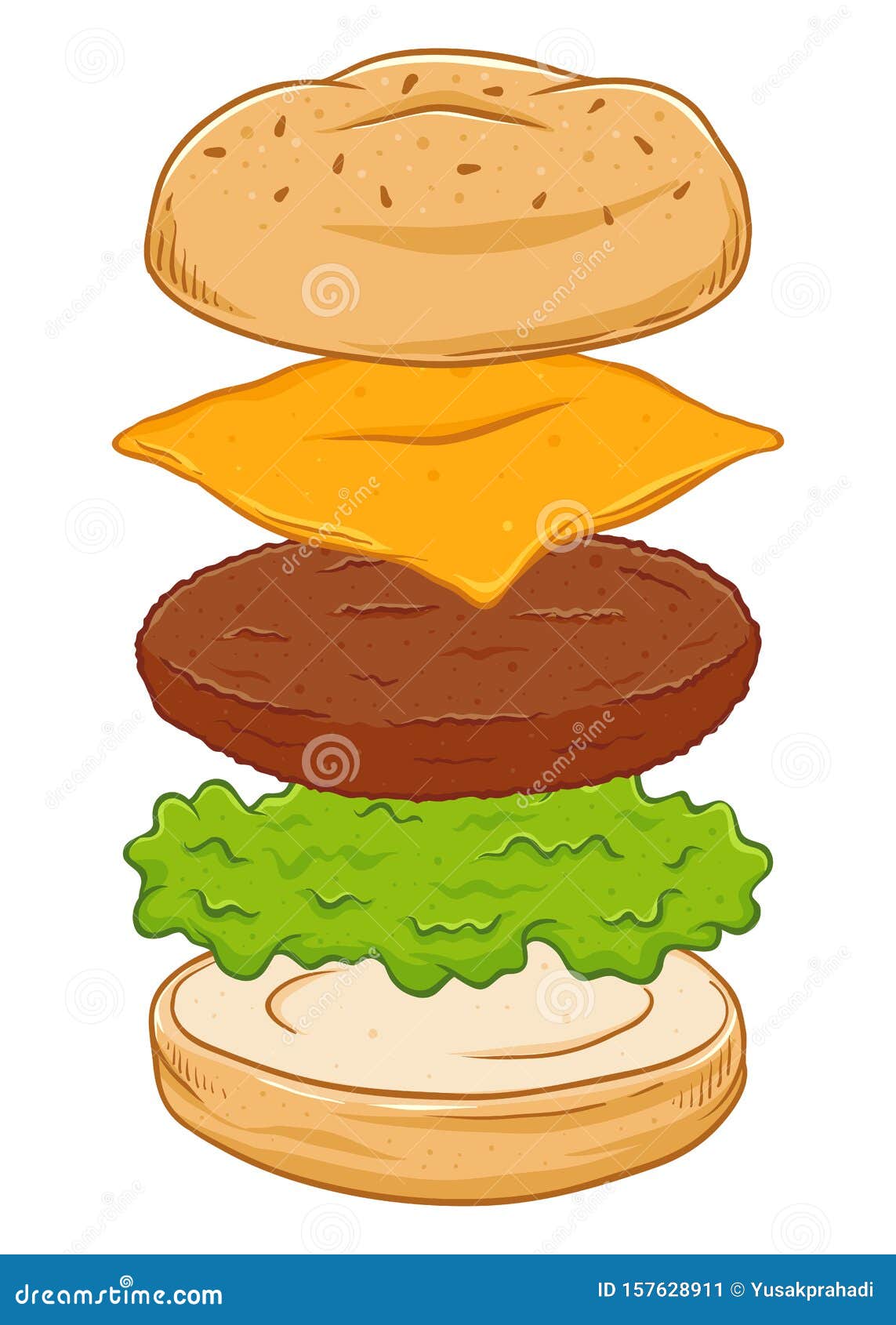 Burger Deconstruct Doodle stock vector. Illustration of delicious ...