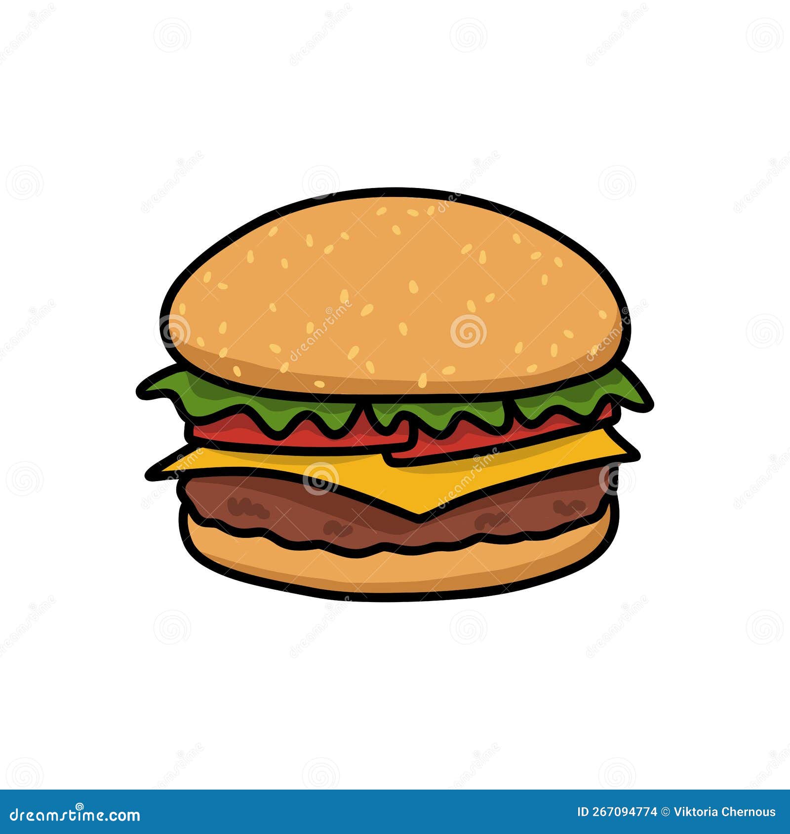 Burger Doodle Icon, Vector Color Line Illustration Stock Vector ...