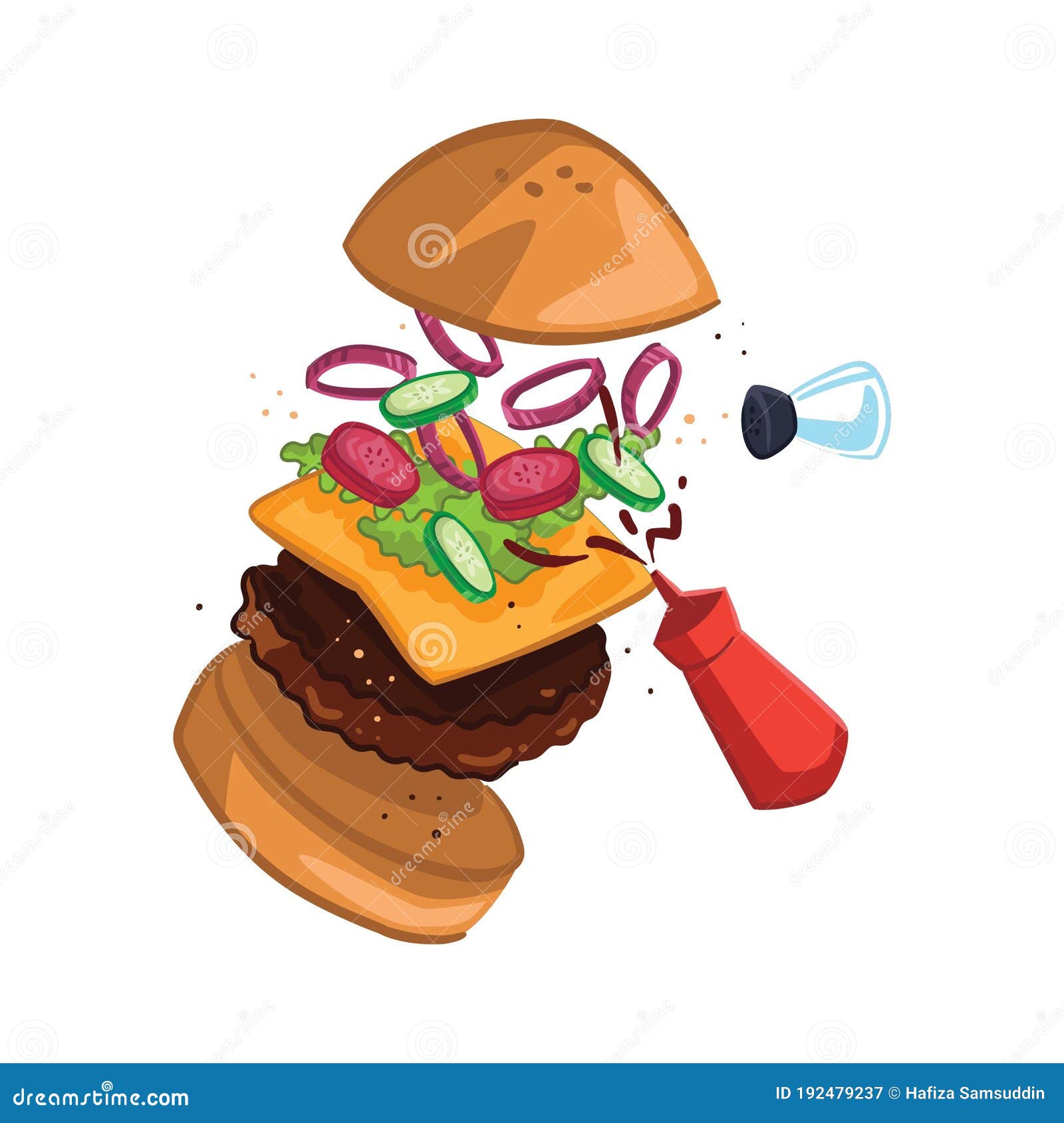 Burger Exploded View. Vector Illustration Decorative Design ...