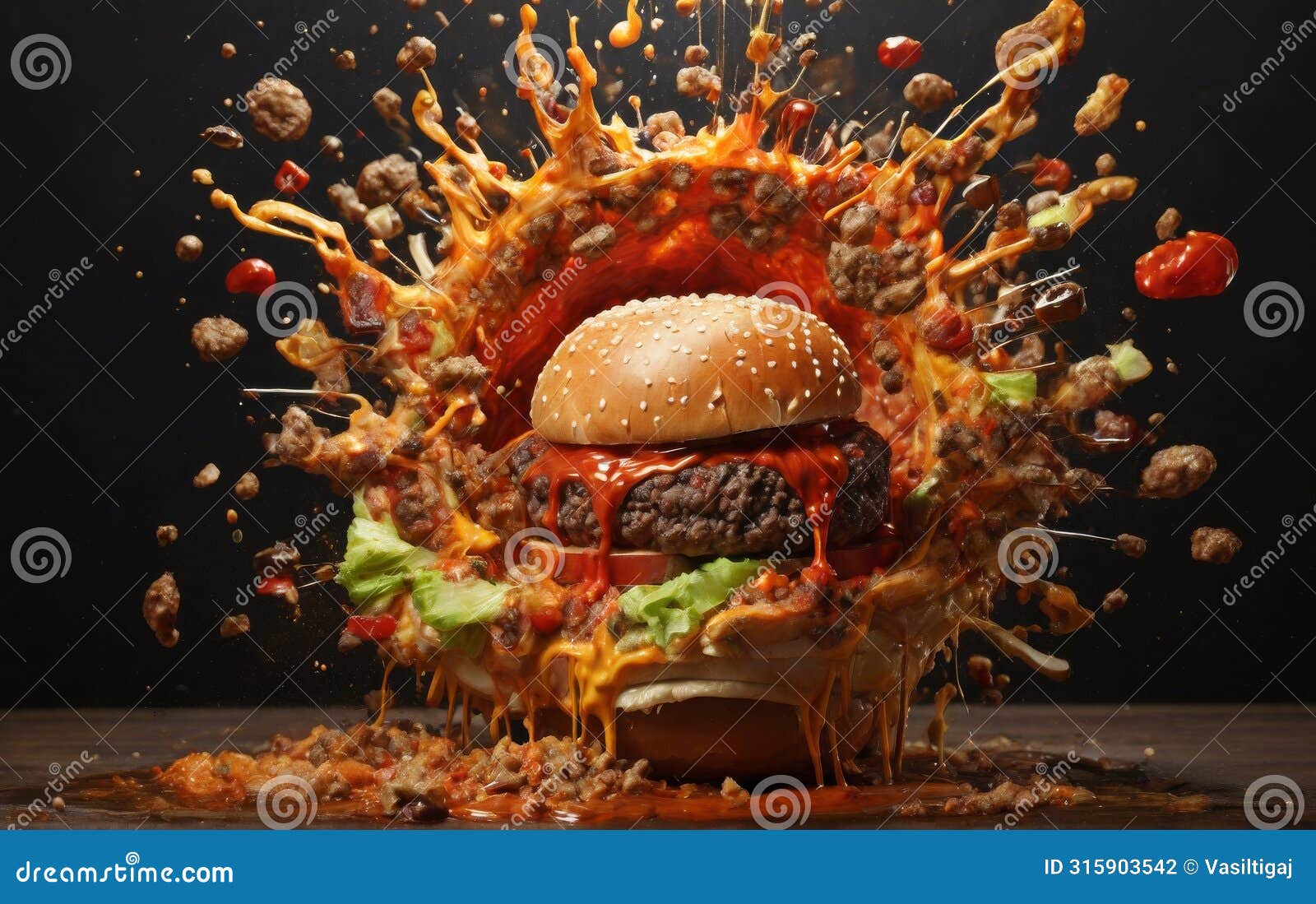 Burger Explosion stock photo. Image of group, biology - 315903542