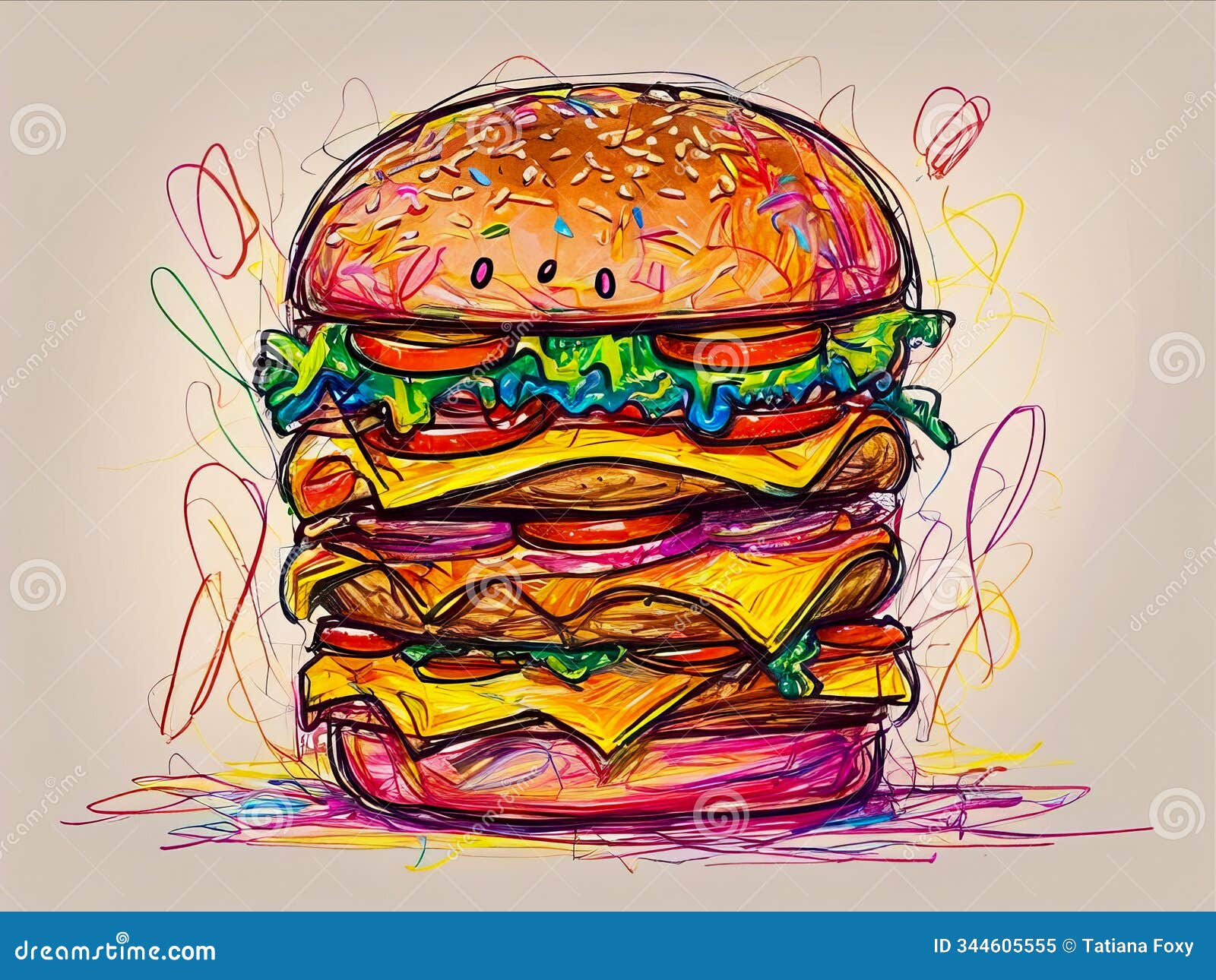 Burger fast food stock image. Image of sketching, design - 344605555