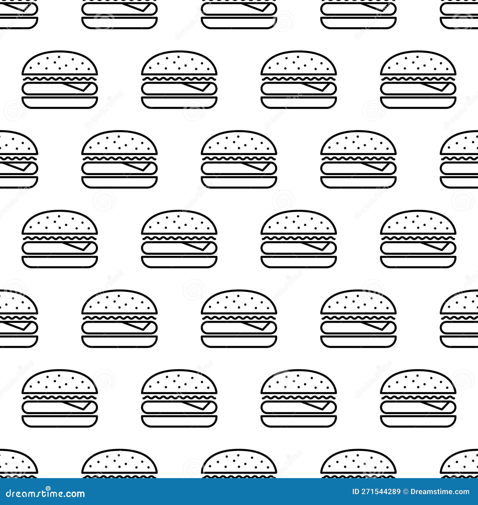 Burger Fast Food Seamless Pattern. Vector Illustration Stock Vector ...