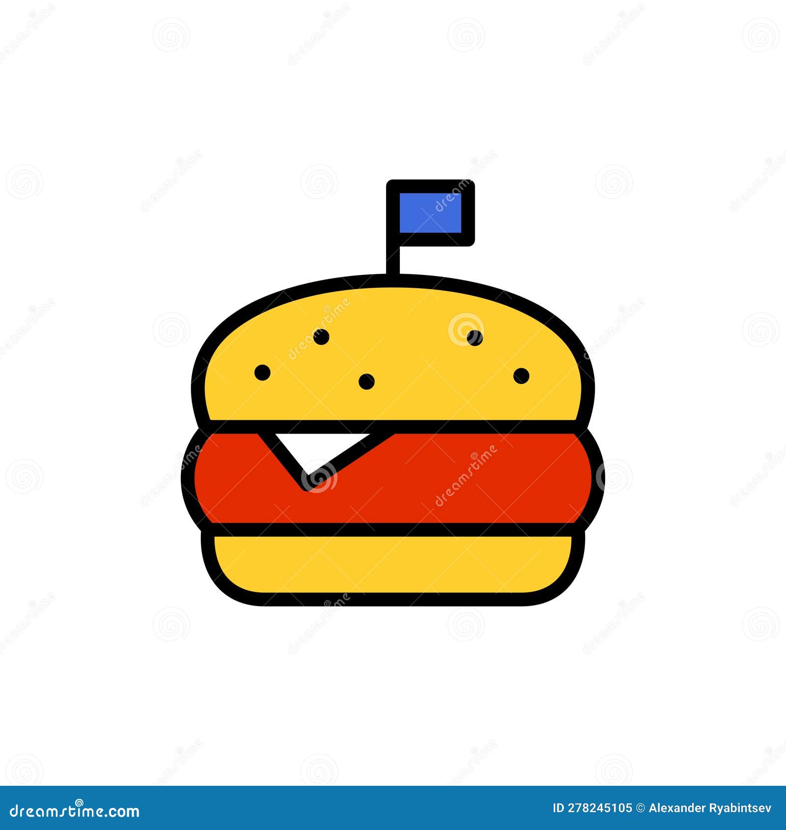 Burger with Flag Line Colourful Simple Vector Illustration Stock Vector ...