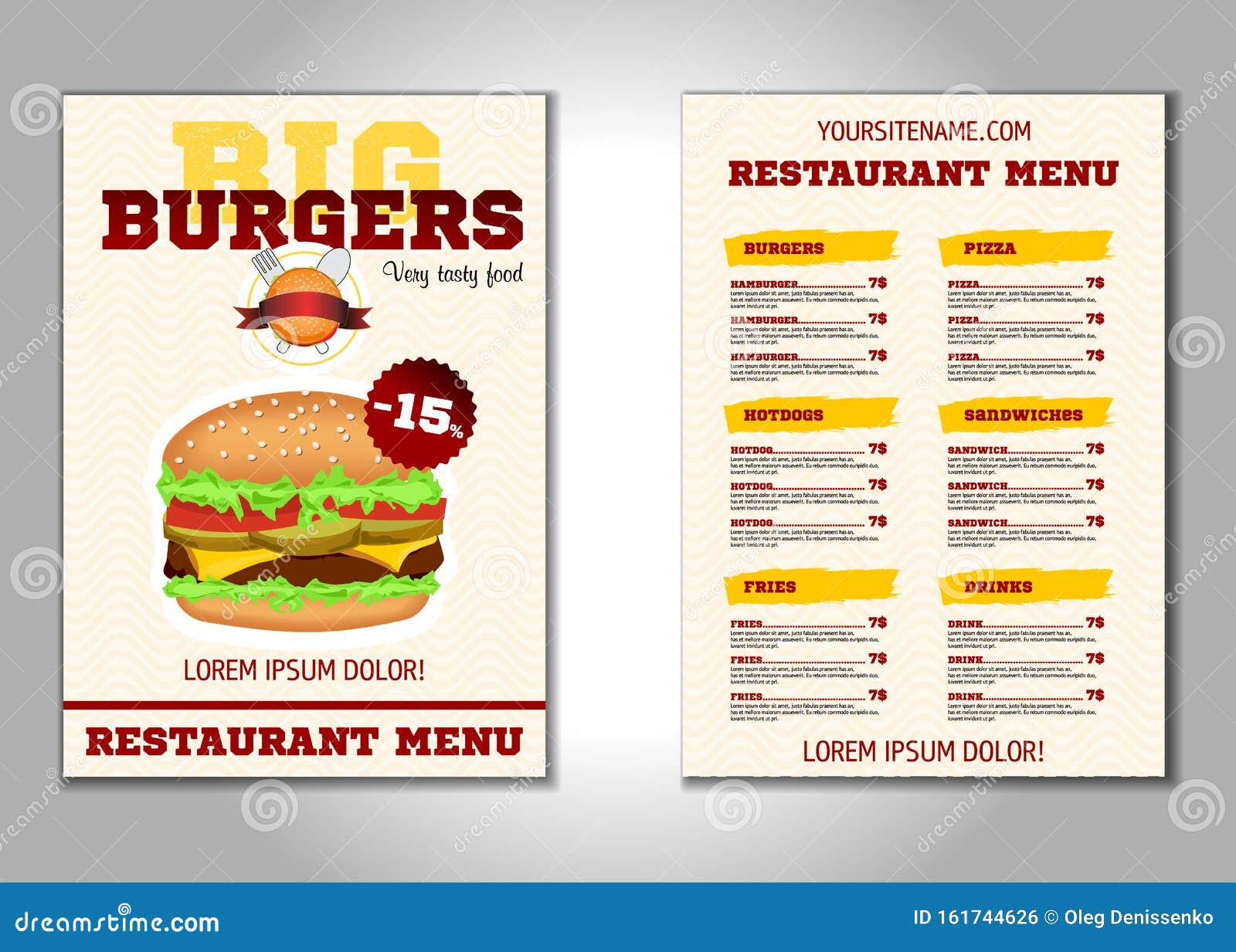 Burger Flyer Design Vector Template in A4 Size. Brochure and Layout ...
