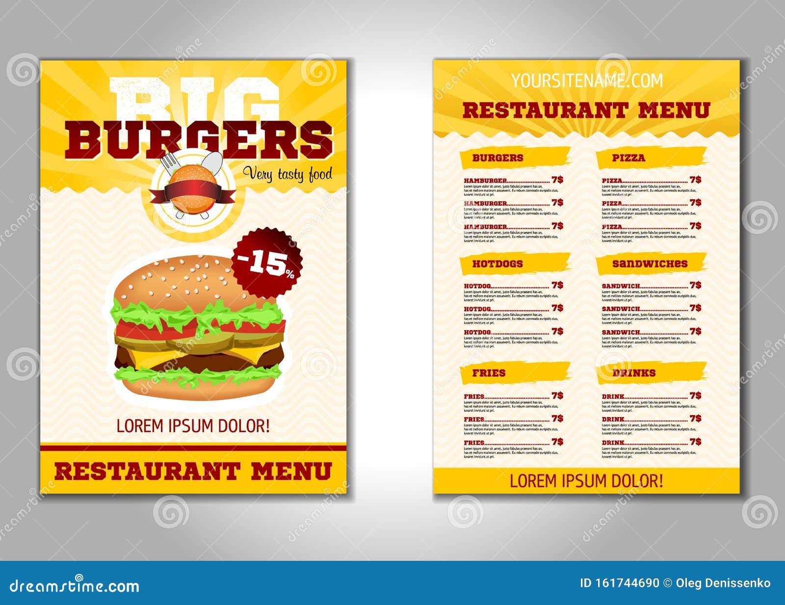 Burger Flyer Design Vector Template in A4 Size. Brochure and Layout ...