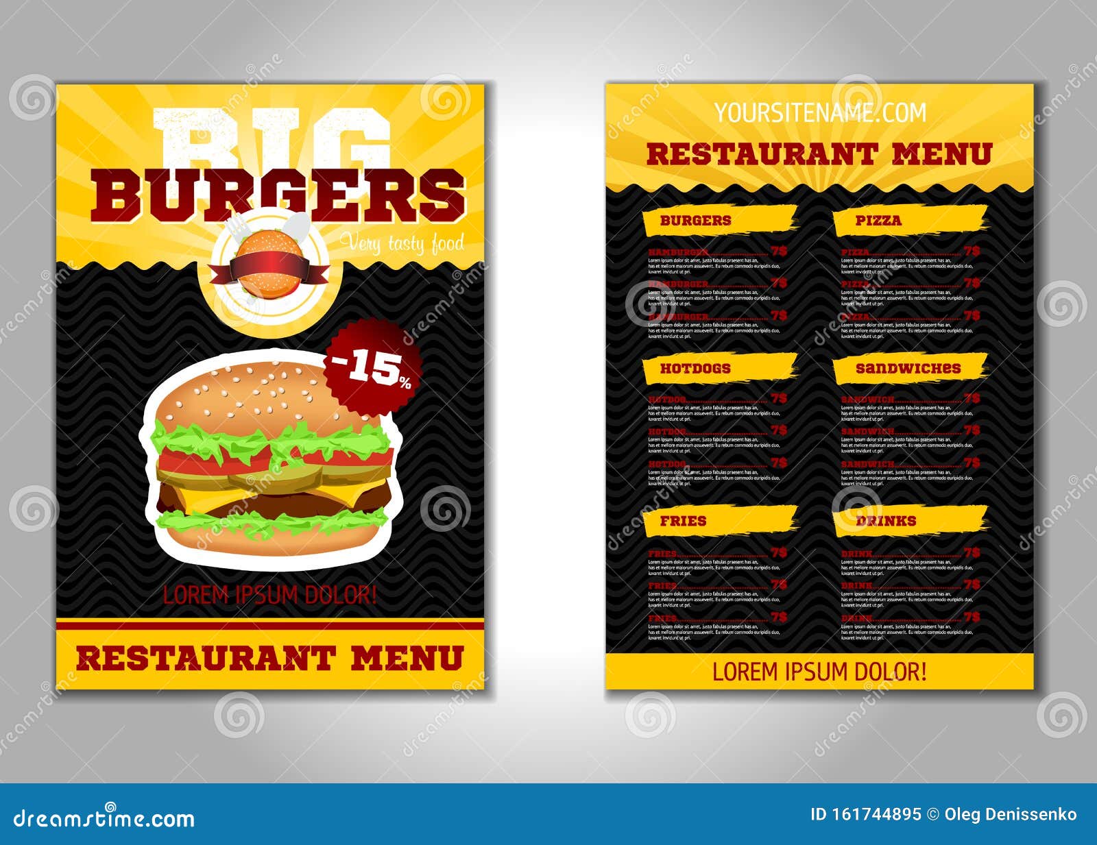 Burger Flyer Design Vector Template In A4 Size. Brochure And Layout ...